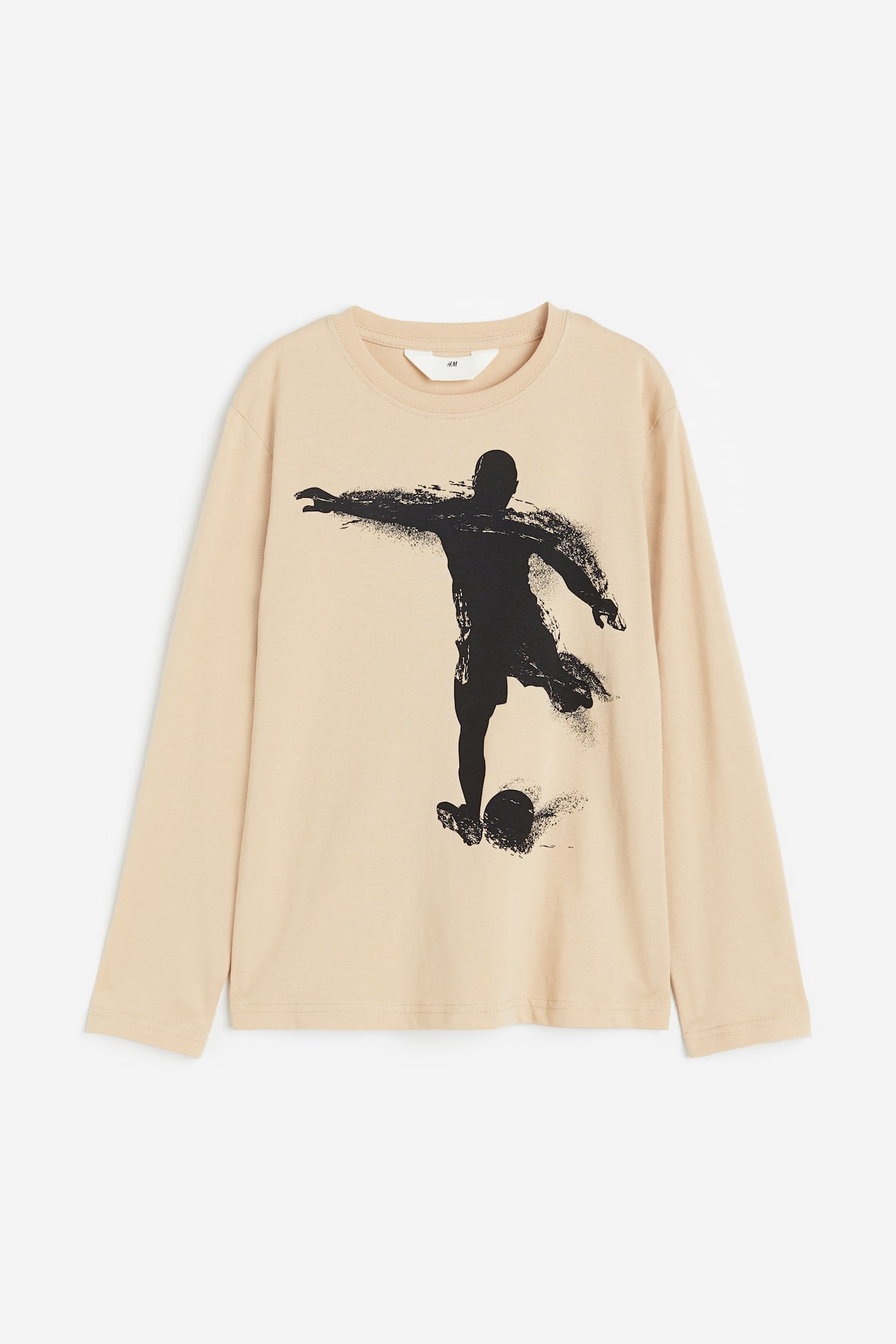 Long-sleeved T-shirt - Beige/Football player - Kids | H&M MY