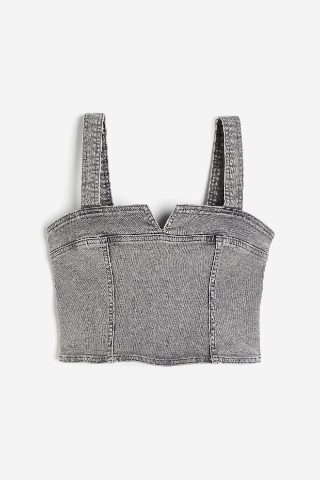 Women's Gray Denim Corset-style Top | H&M US
