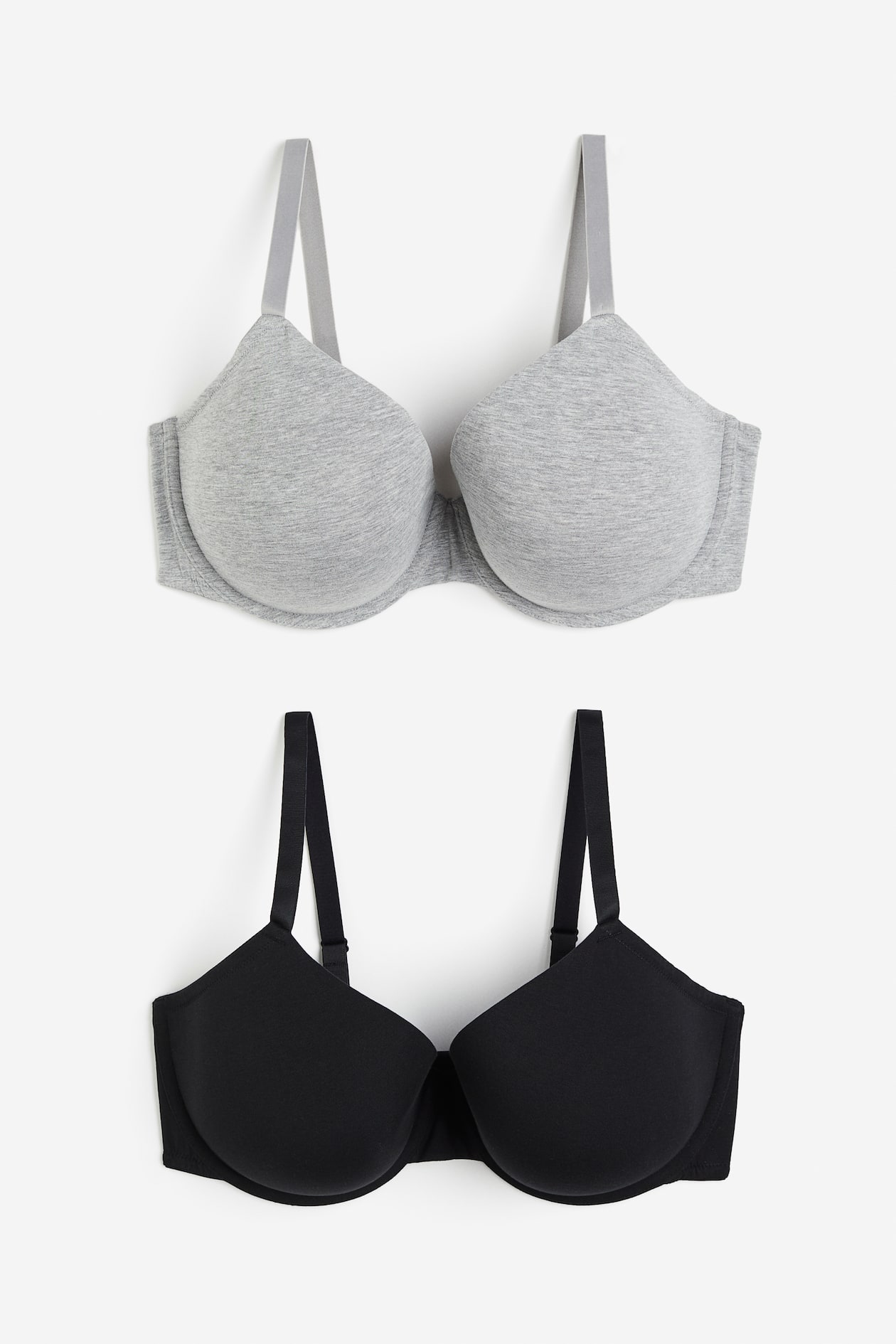 Women's Grey/Black H&M+ 2-pack padded bras | H&M HK