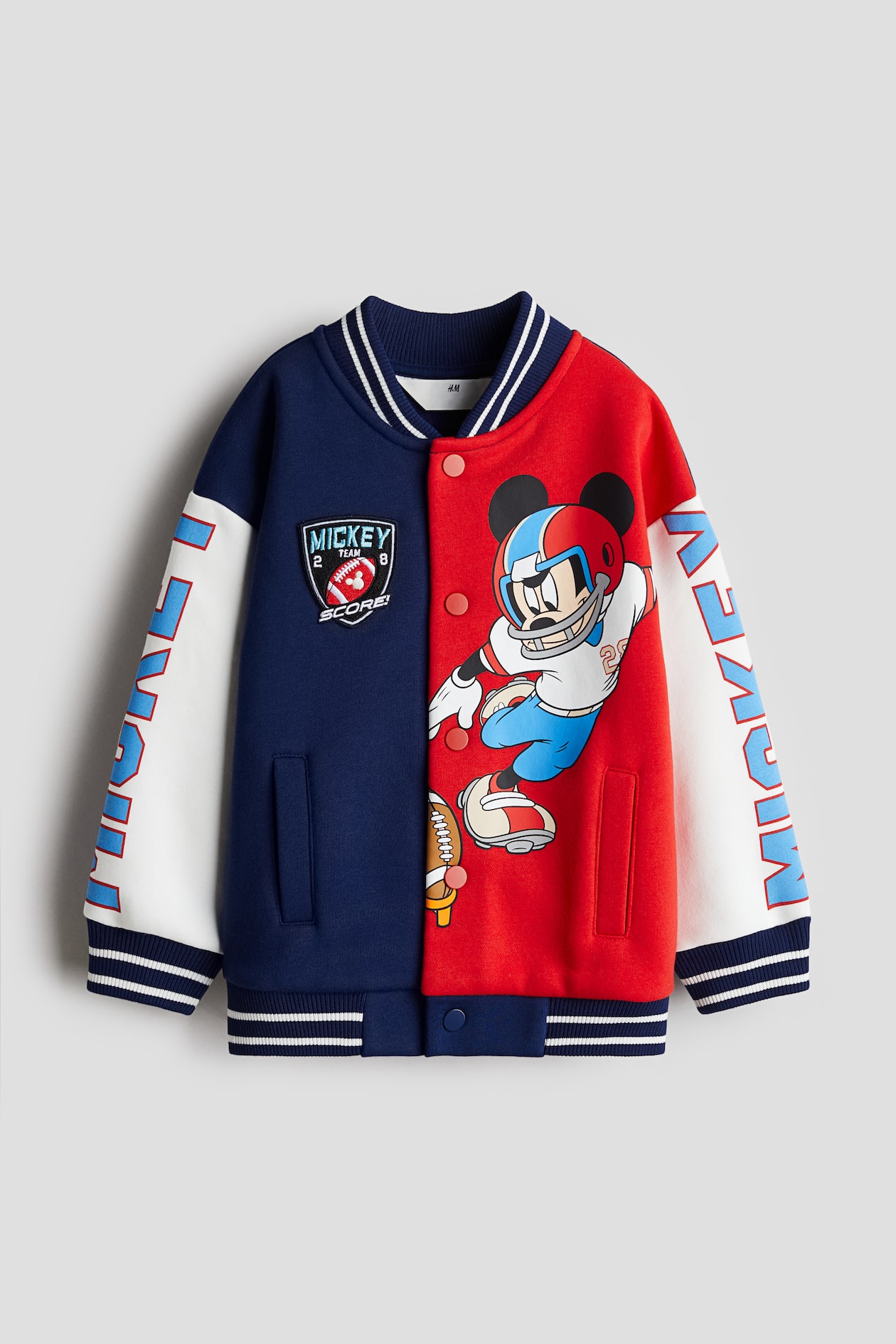 Oversized Baseballjacke mit Print - Dunkelblau/Micky Maus - Kids | H&M AT