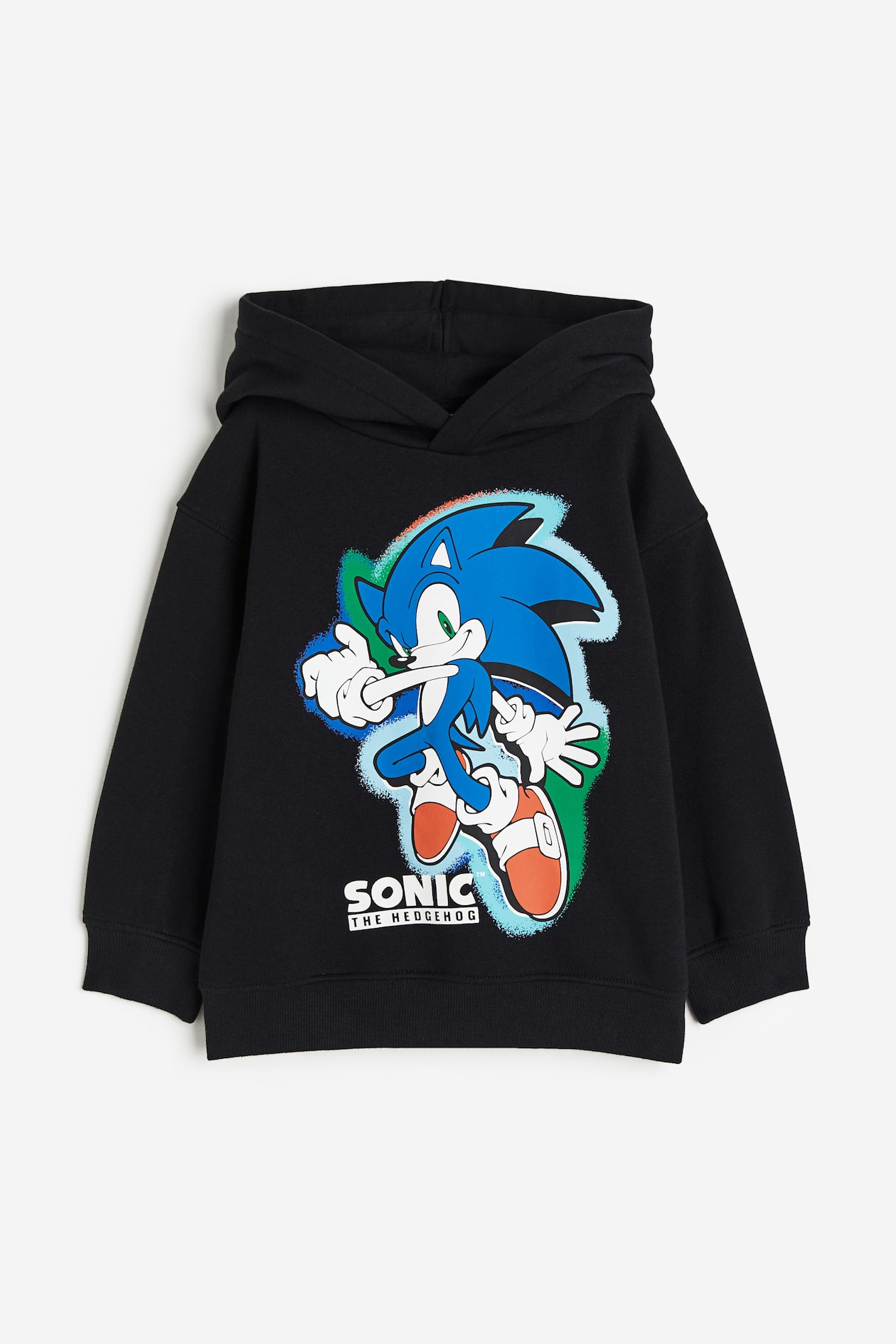 Printed hoodie - Black/Sonic the Hedgehog - Kids | H&M GB