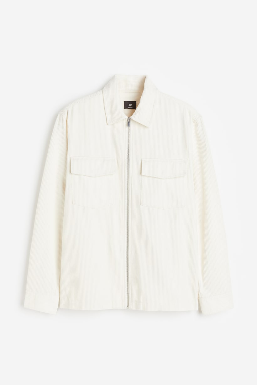 Regular Fit Corduroy Overshirt - Cream - Men | H&M US