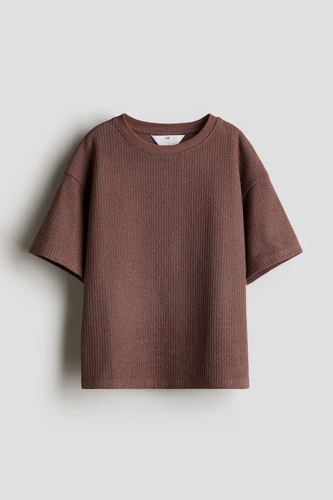 Textured-Knit T-shirt - Brown - Kids | H&M US
