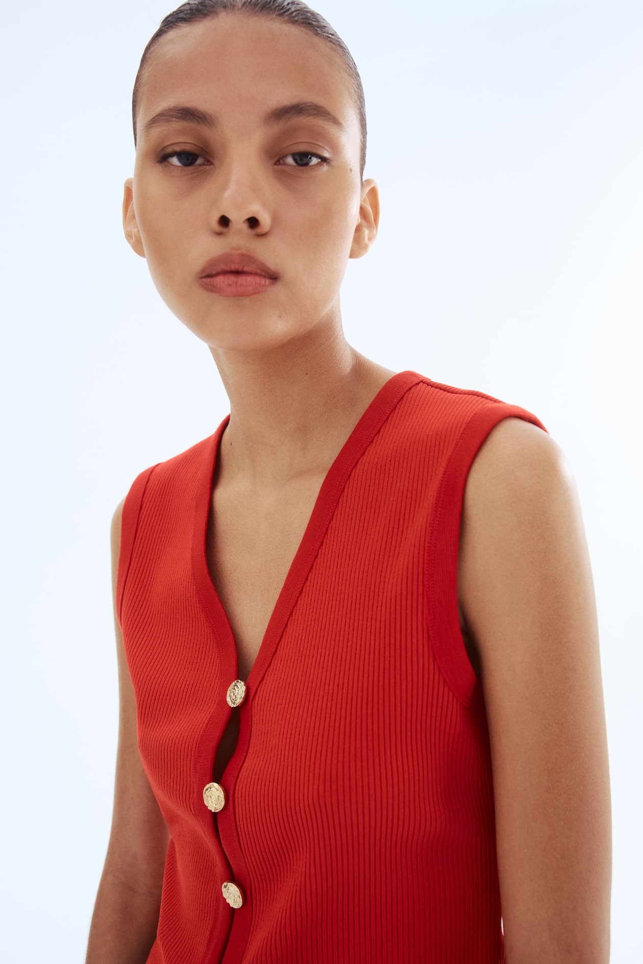 Button-Front Sweater Vest - Red - Ladies | H&M US