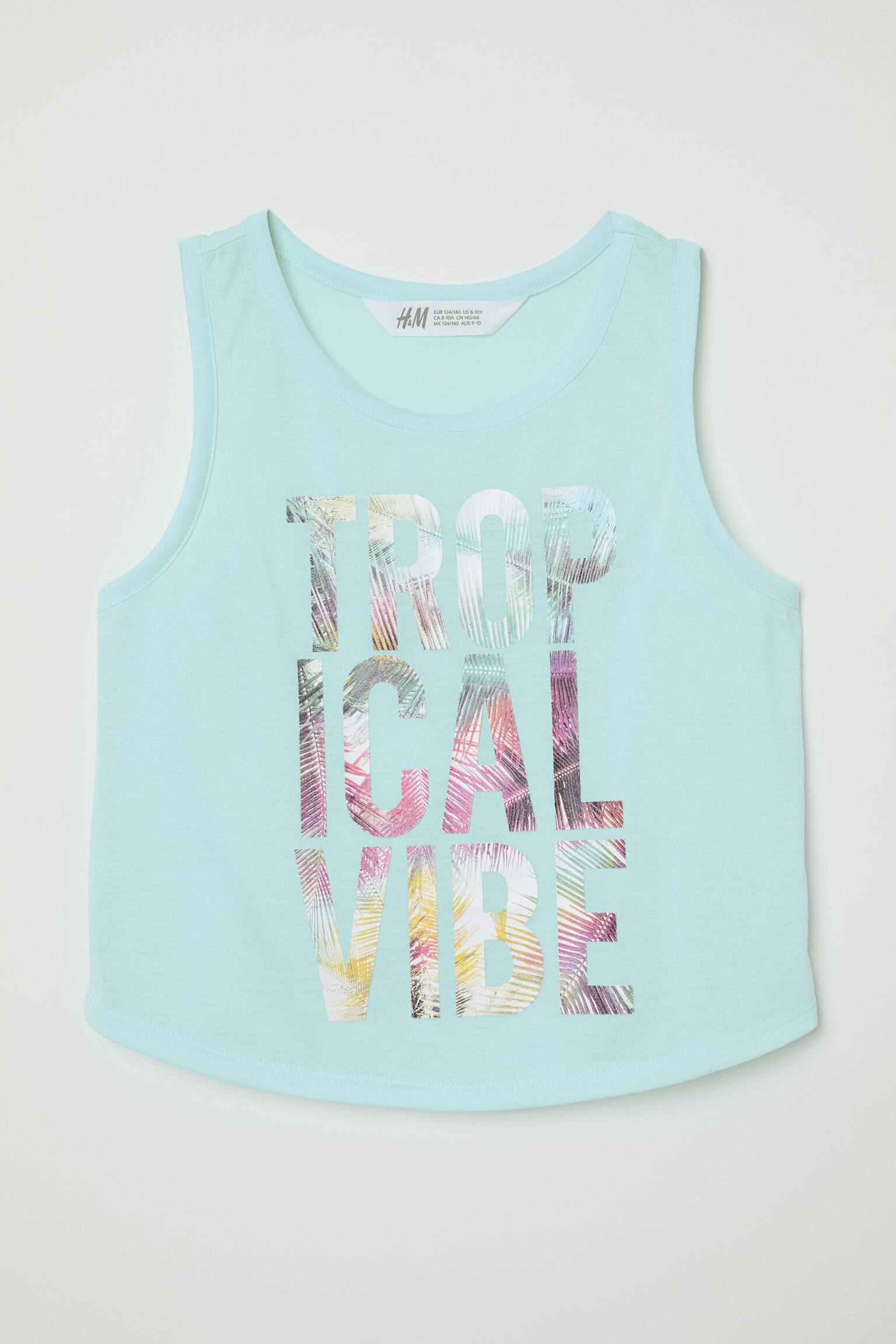 Light turquoise/Tropical Vibe Tank Top with Printed Design for kids | H ...