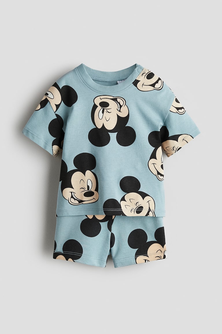 2-Piece Printed Set - Light turquoise/Mickey Mouse - Kids | H&M US