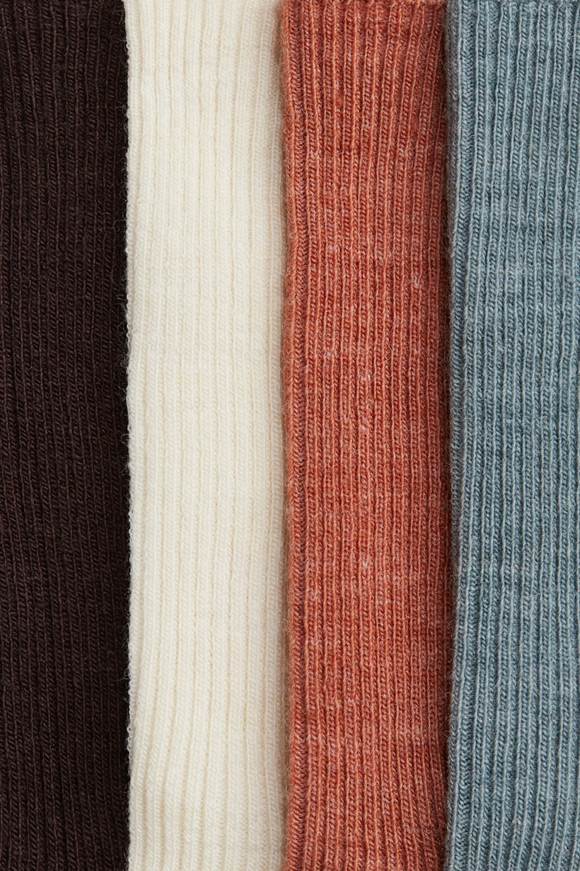 Dark brown/rust red/turquoise 4-pack Wool-Blend Socks for kids | H&M US