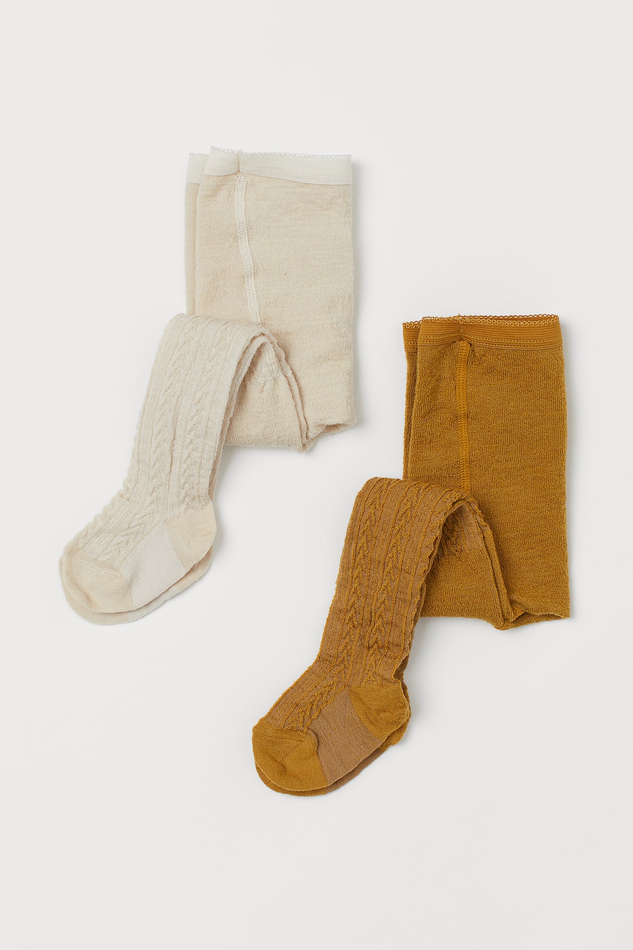 2er-Pack Strumpfhosen - Lang - Gelbbeige/Naturweiß - Kids | H&M AT