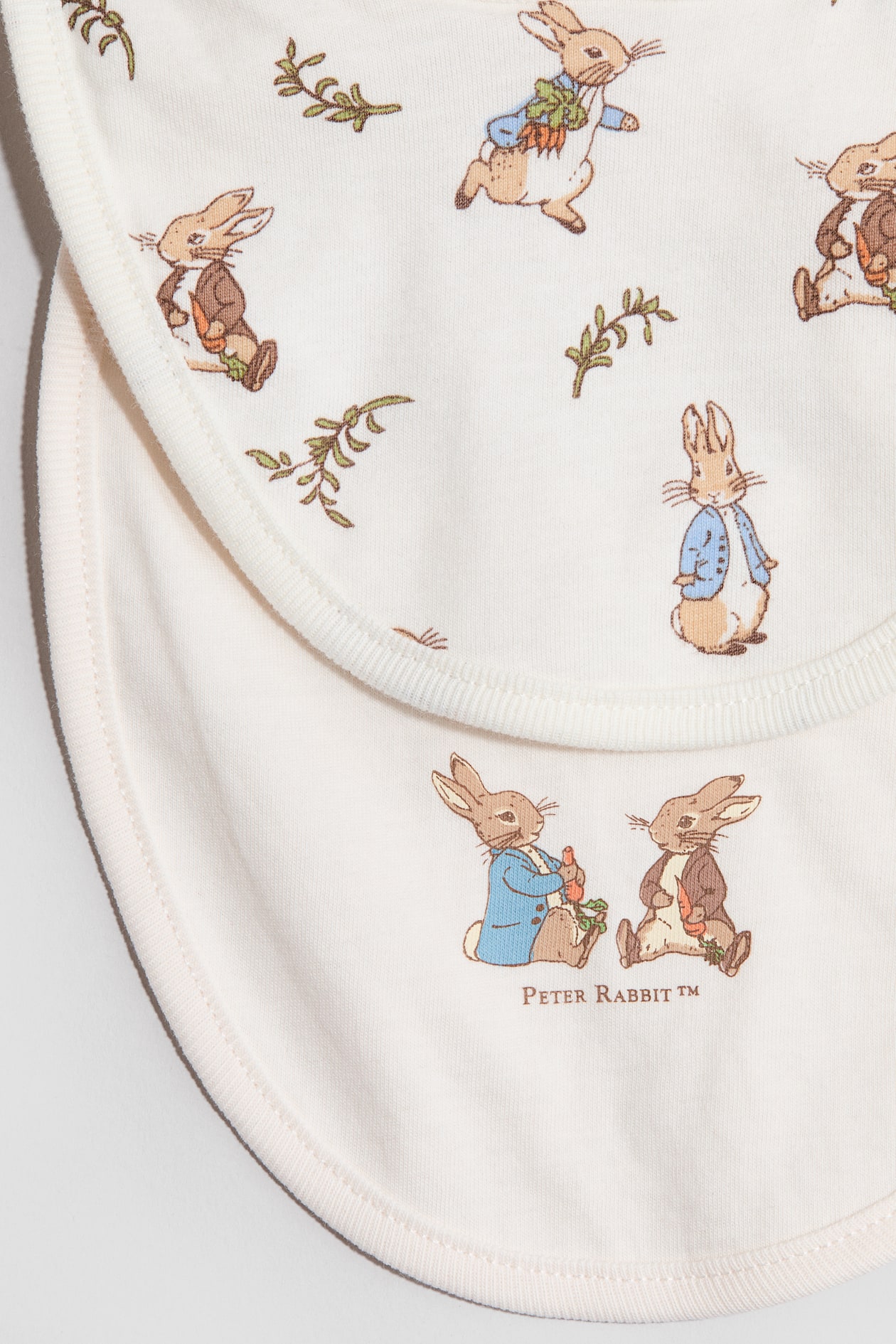Set van 2 slabben van katoenen tricot met print - Roomwit/Peter Rabbit ...