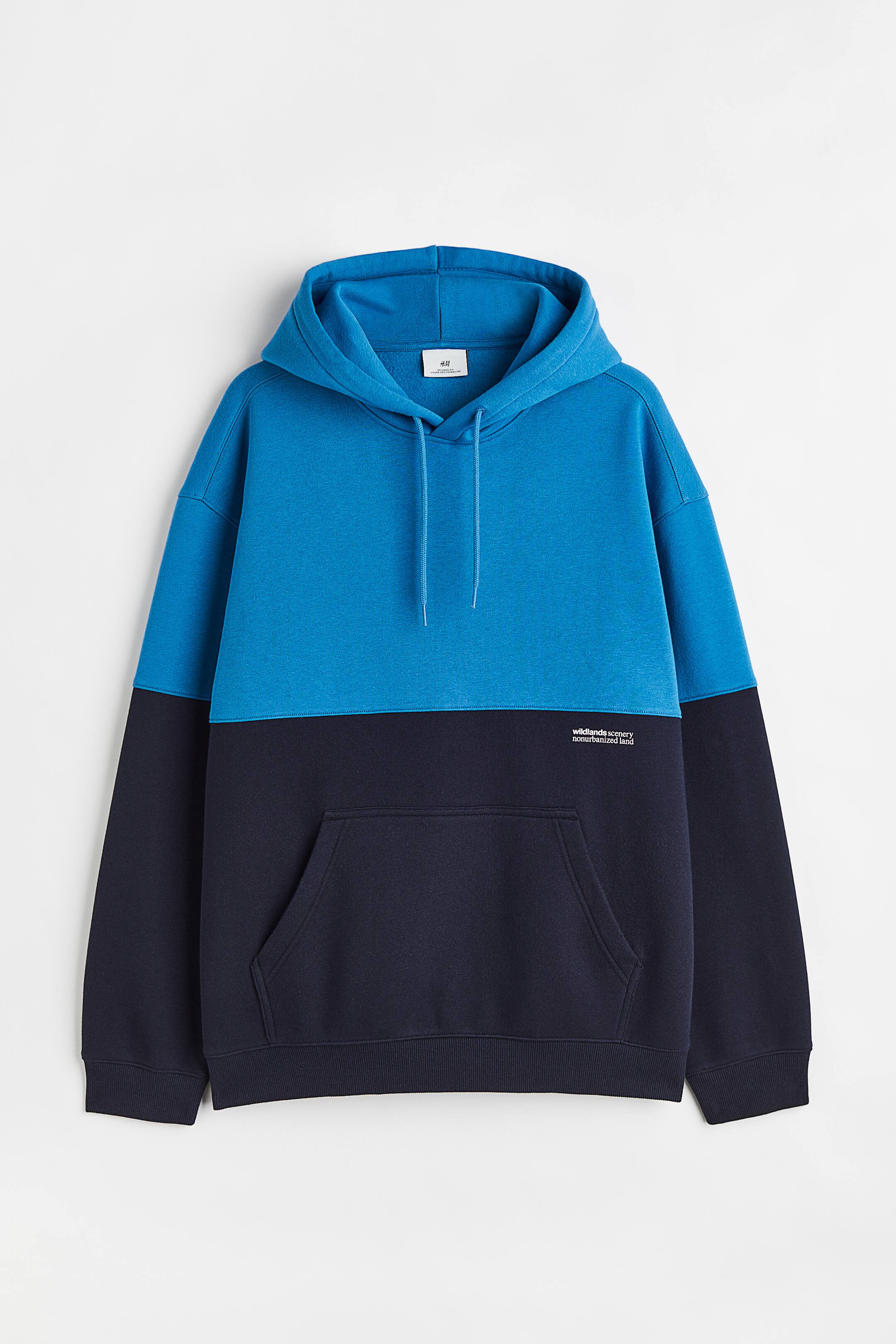 Relaxed Fit Hoodie - Blue/color-block - Men | H&M PH