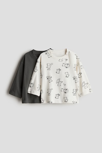 White/Play Everyday 2-pack Long-Sleeved T-shirts for kids | H&M US