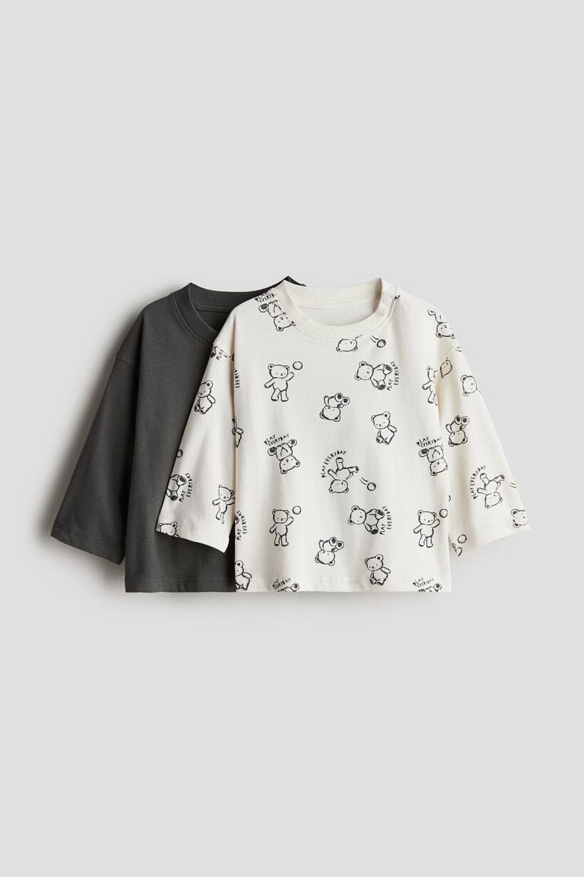 White/Play Everyday 2-pack Long-Sleeved T-shirts for kids | H&M US
