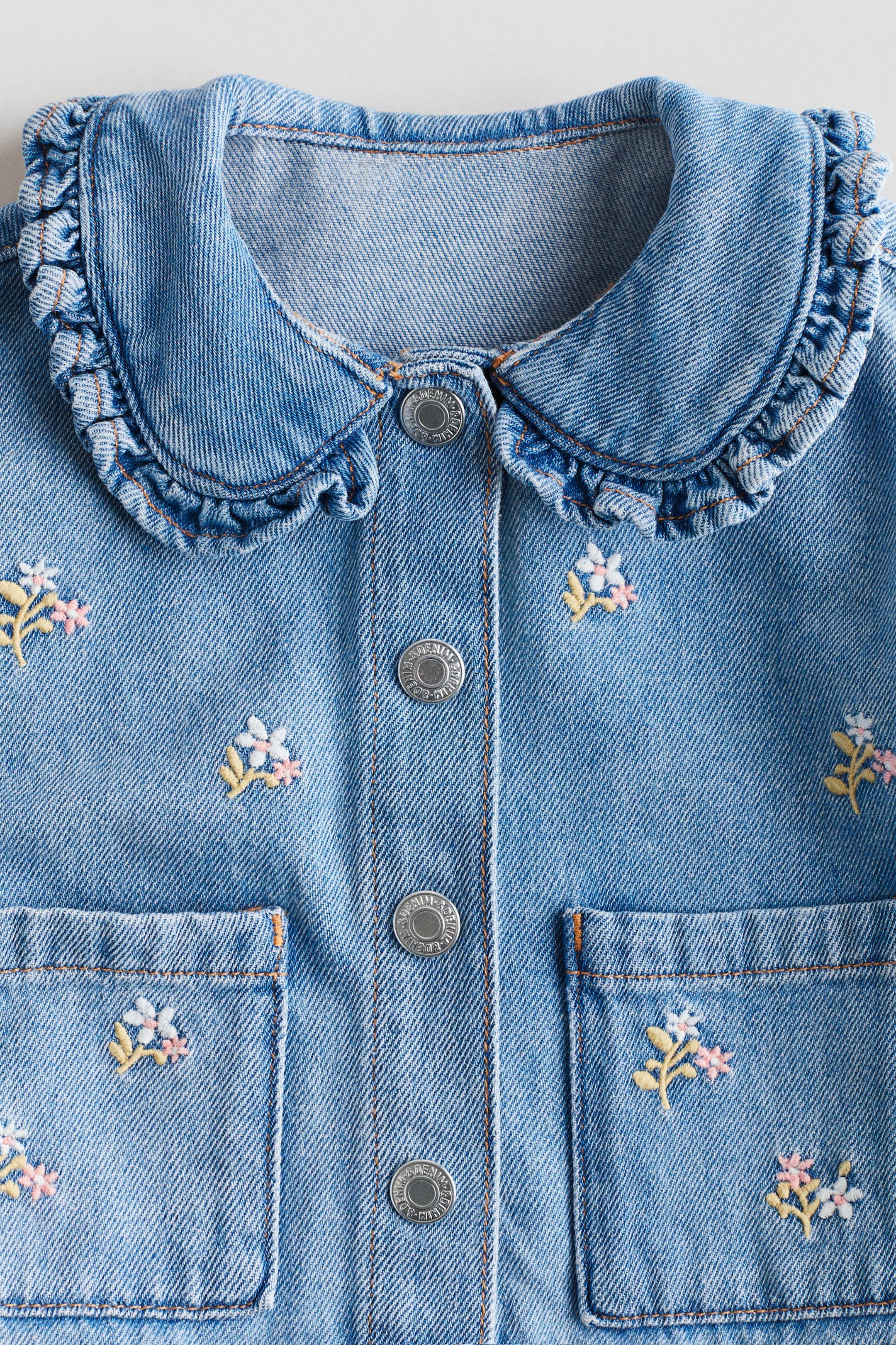 Jakke i denim med broderier - Denimblå/Blomstret - BØRN | H&M DK