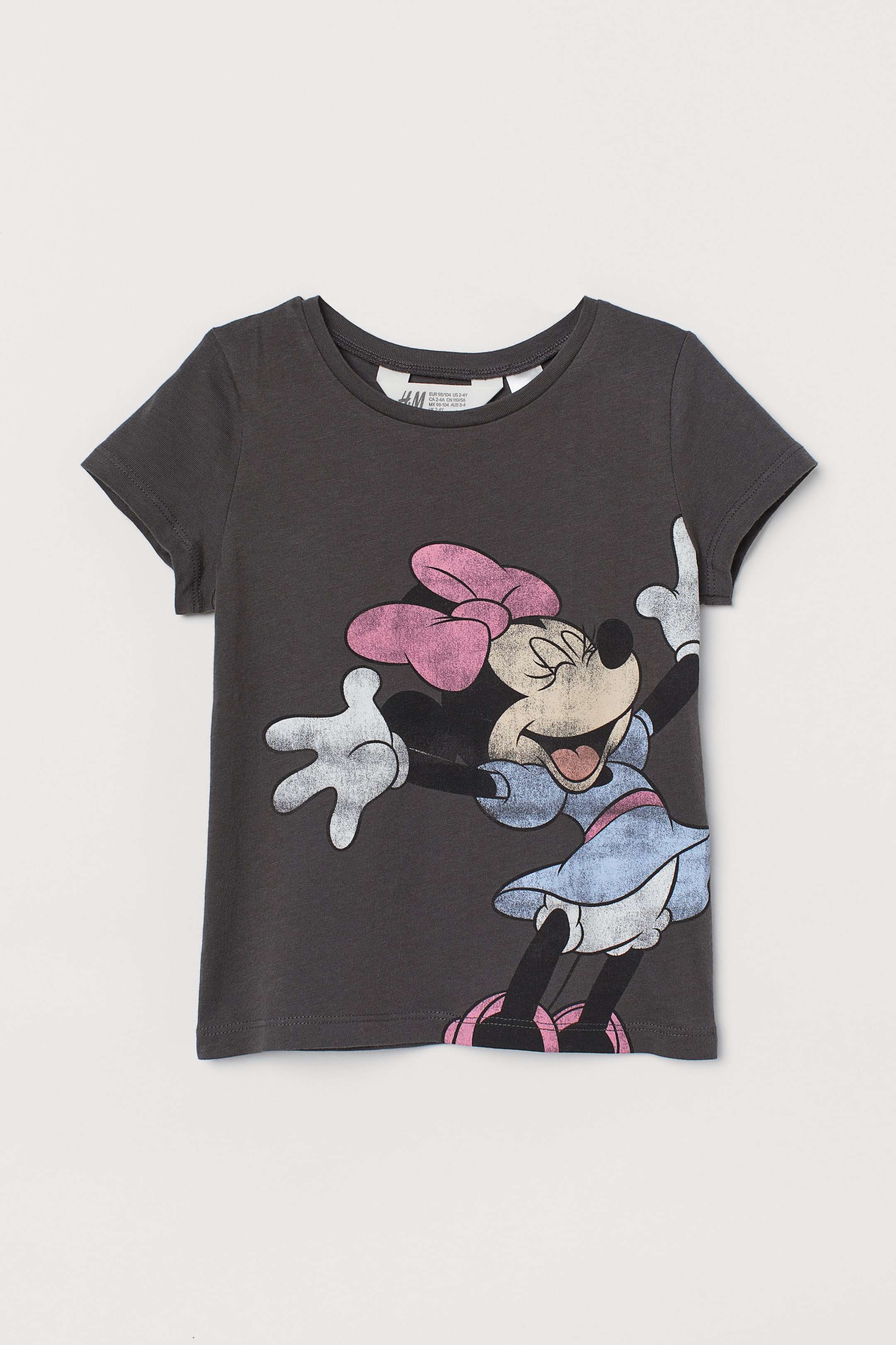 Printed top - Dark grey/Minnie Mouse - Kids | H&M GB