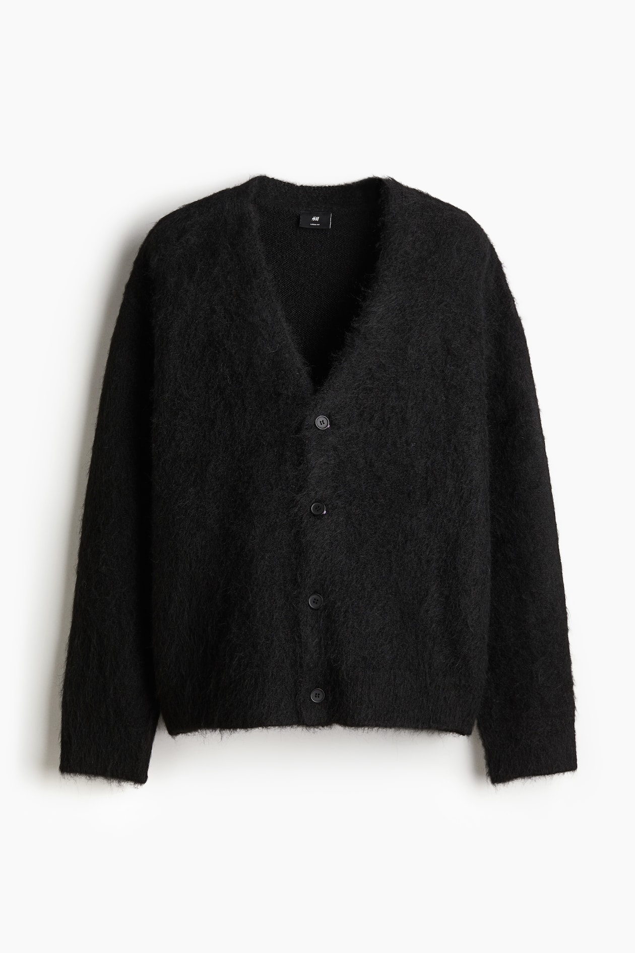 Men’s Black Loose Fit Fuzzy cardigan | H&M IN