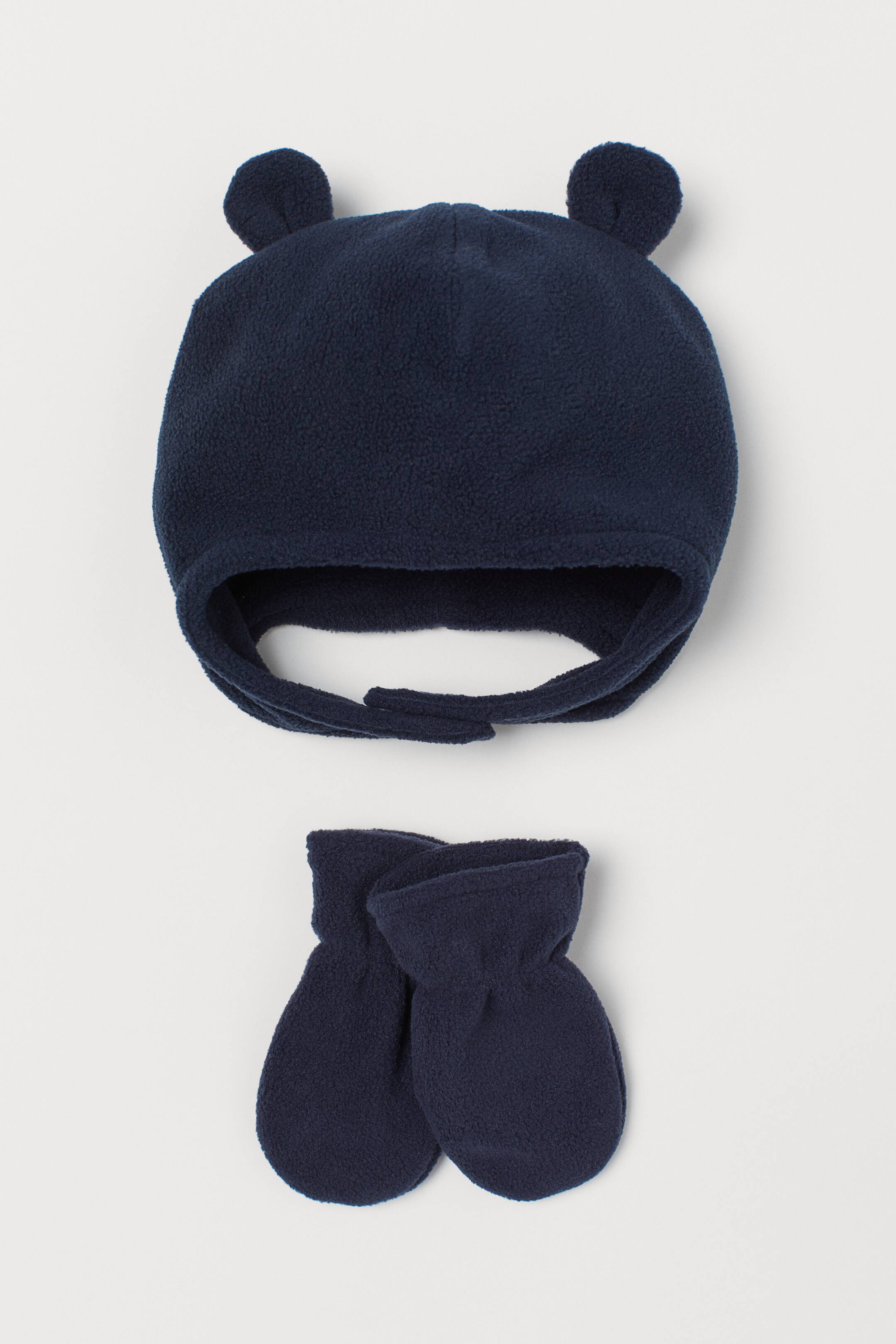Fleece Hat and Mittens - Dark blue - Kids | H&M CA