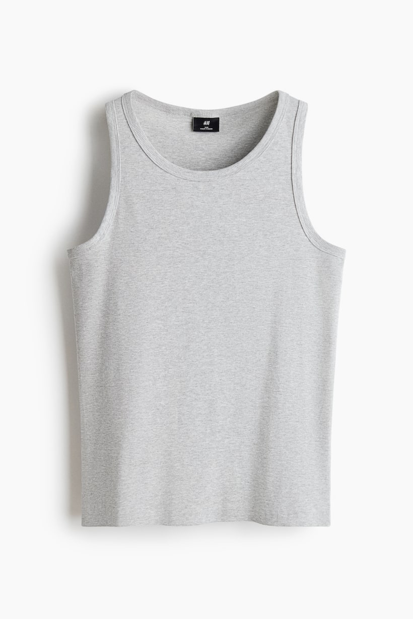 Men’s Light grey marl Slim Fit Ribbed vest top | H&M IN