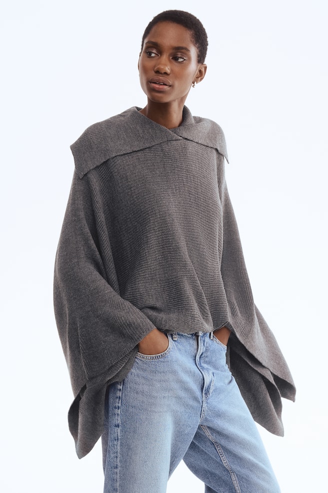 Women's Dark gray melange Rib-Knit Cape | H&M US