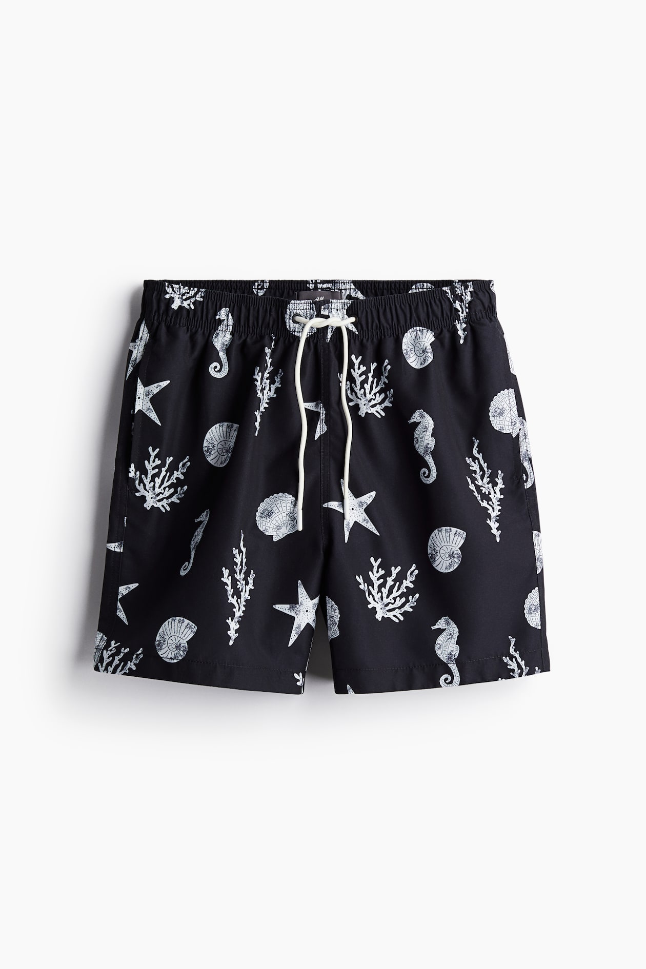 Men’s Black/seashells Patterned Swim Shorts | H&M US