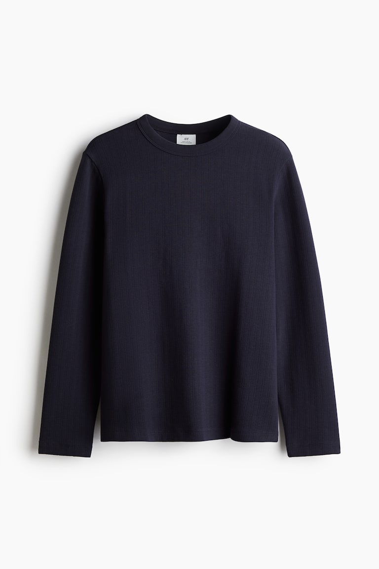 Playera Regular Fit de manga larga en punto - Azul marino - Men | H&M MX