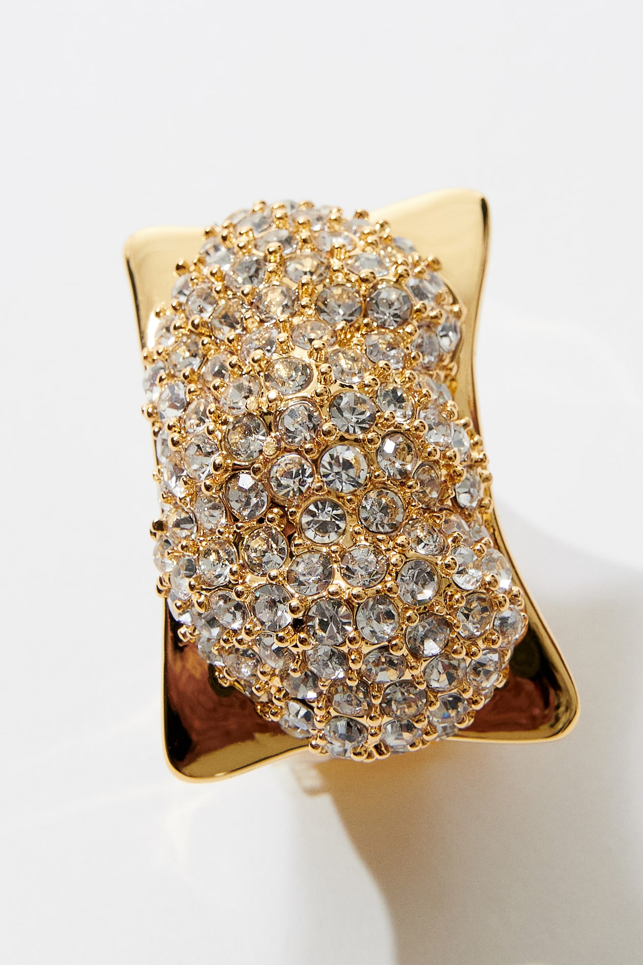 Chunky Rhinestone-Embellished Ring - Gold-colored - Ladies | H&M US