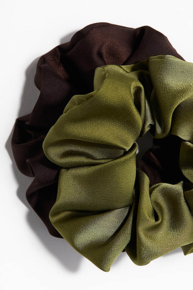 Women's Dark green/dark brown 2-pack Scrunchies | H&M CA
