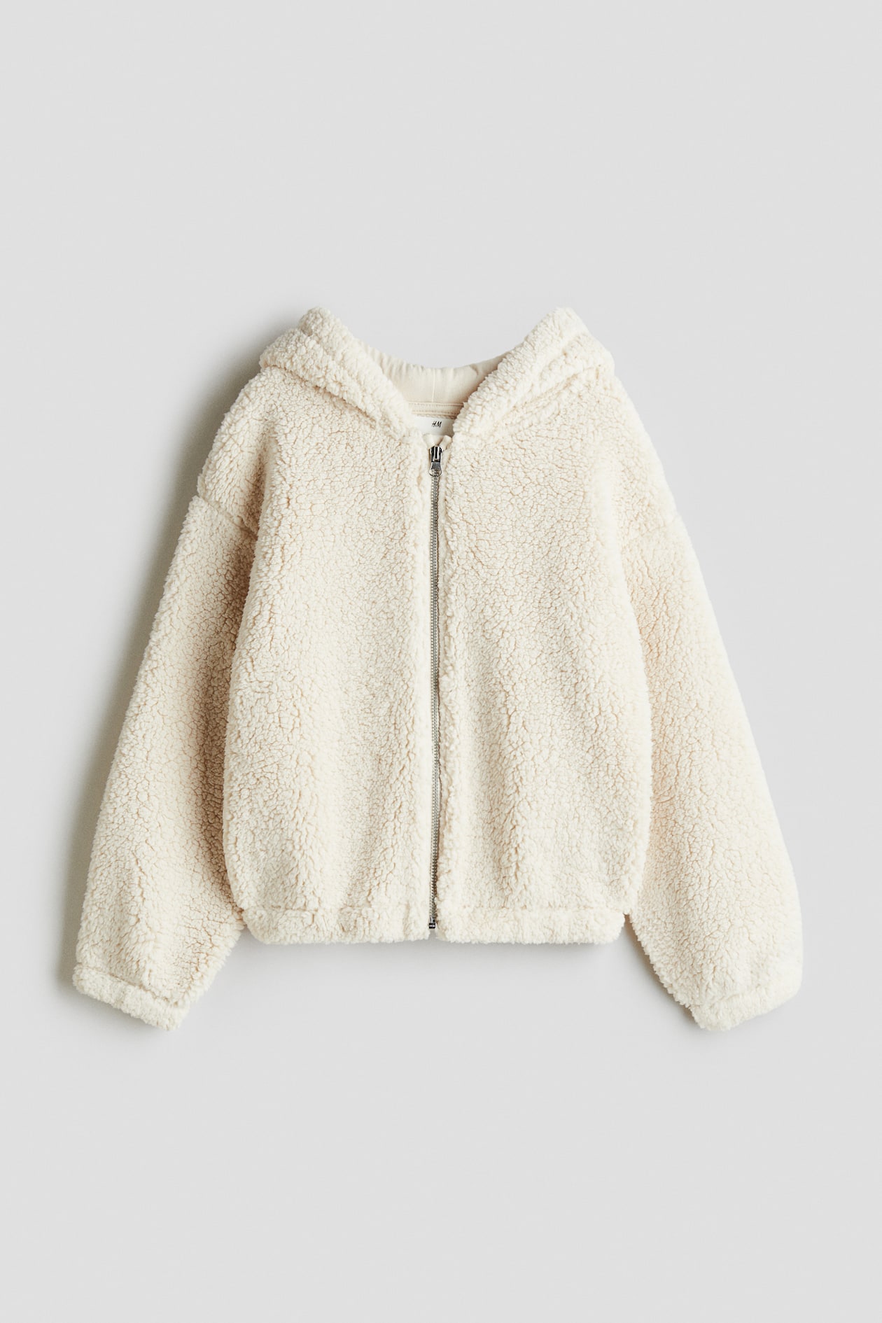 Light beige Teddy zip-through hoodie for kids | H&M IE