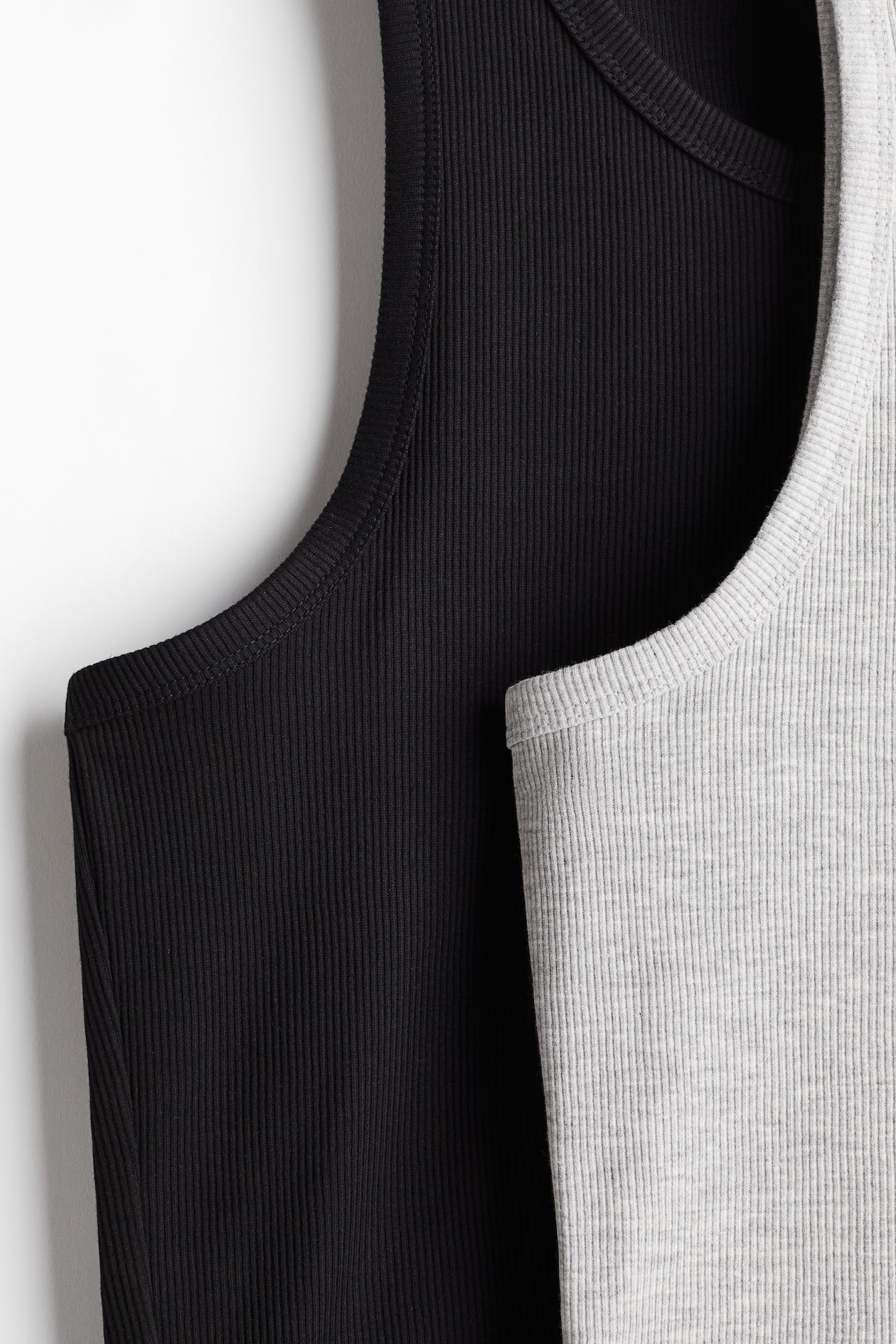 2-pack Slim Fit Ribbed Tank Tops - Gray melange/black - Men | H&M US