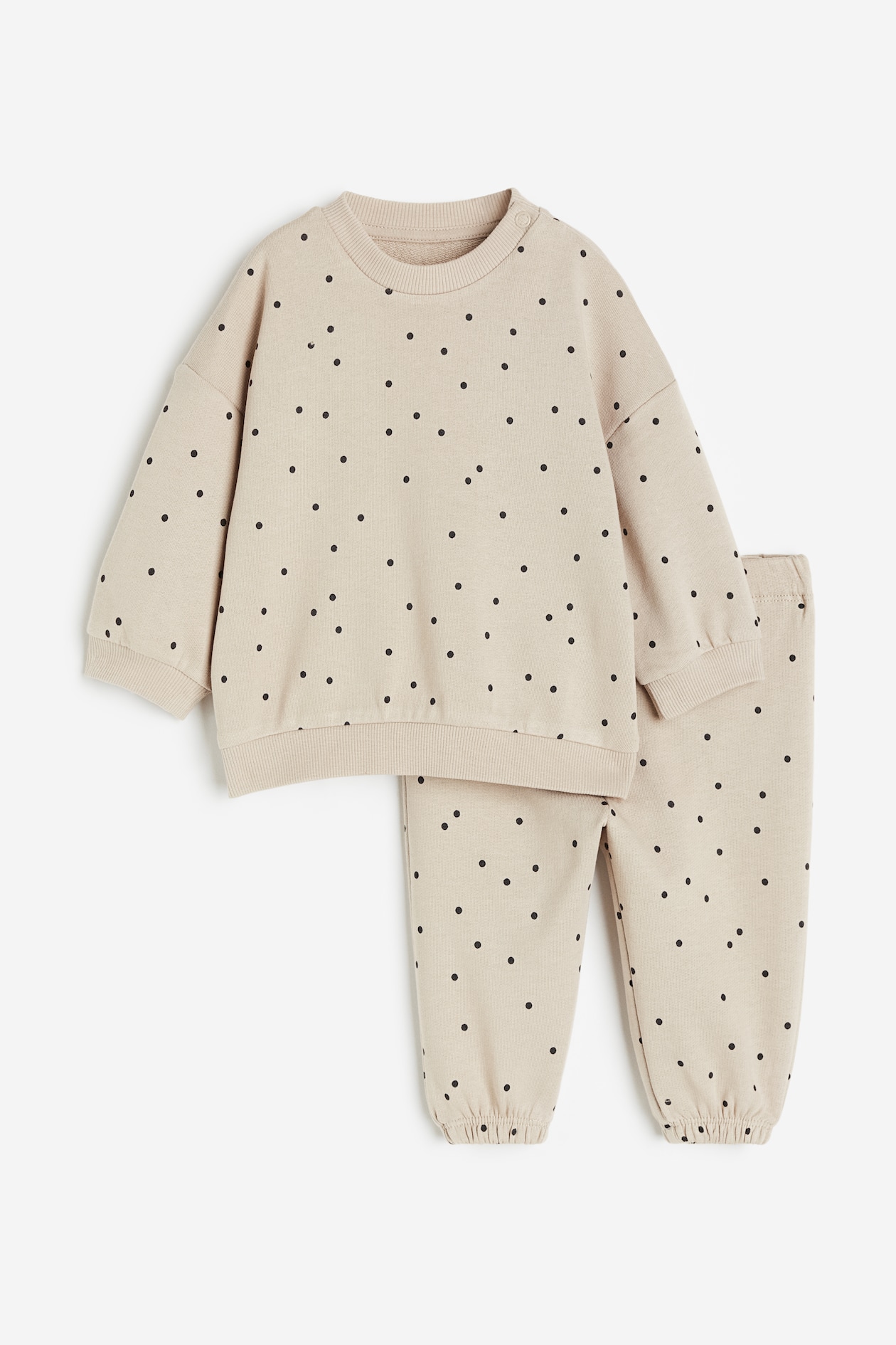 Light beige/Spotted 2-piece sweatshirt set for kids | H&M MY
