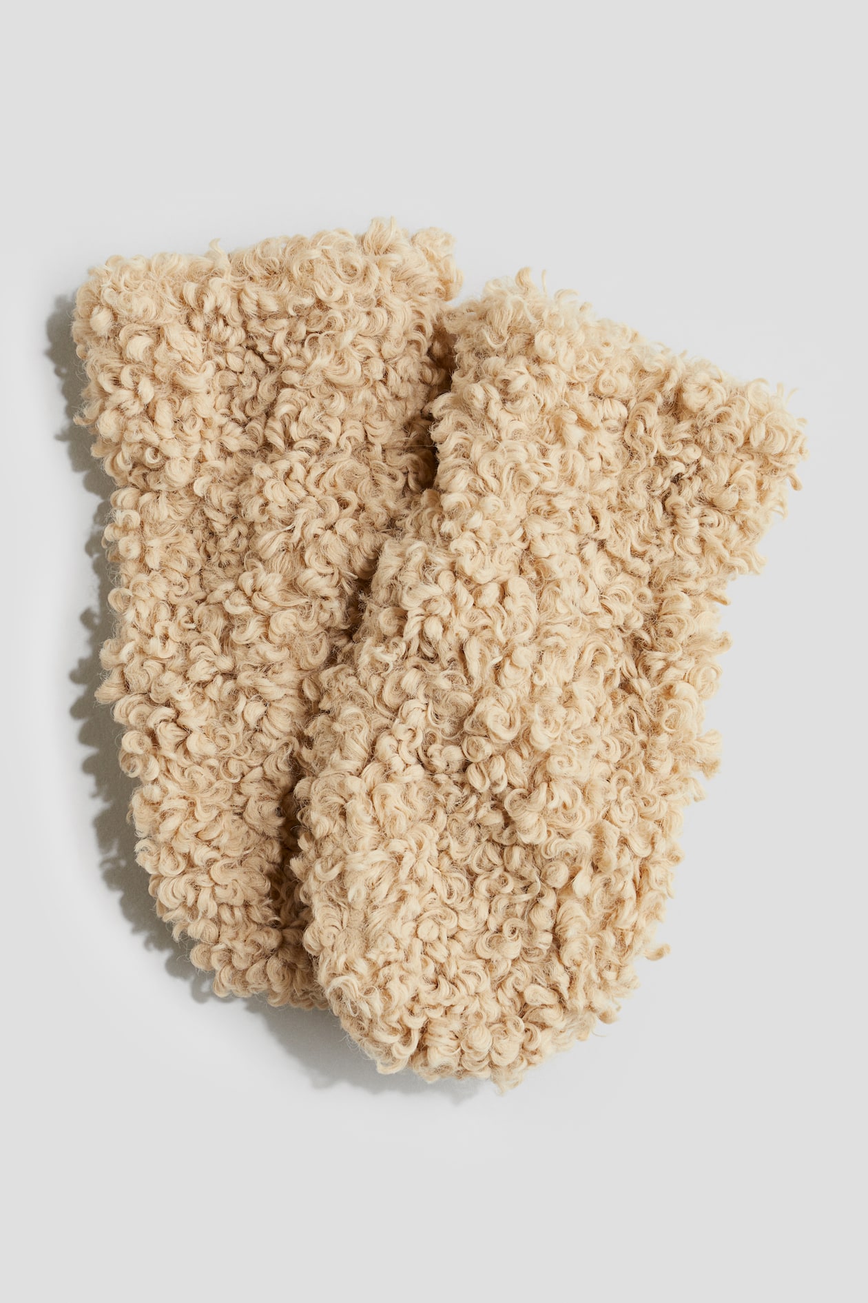Beige Fluffy Mittens for kids | H&M CA