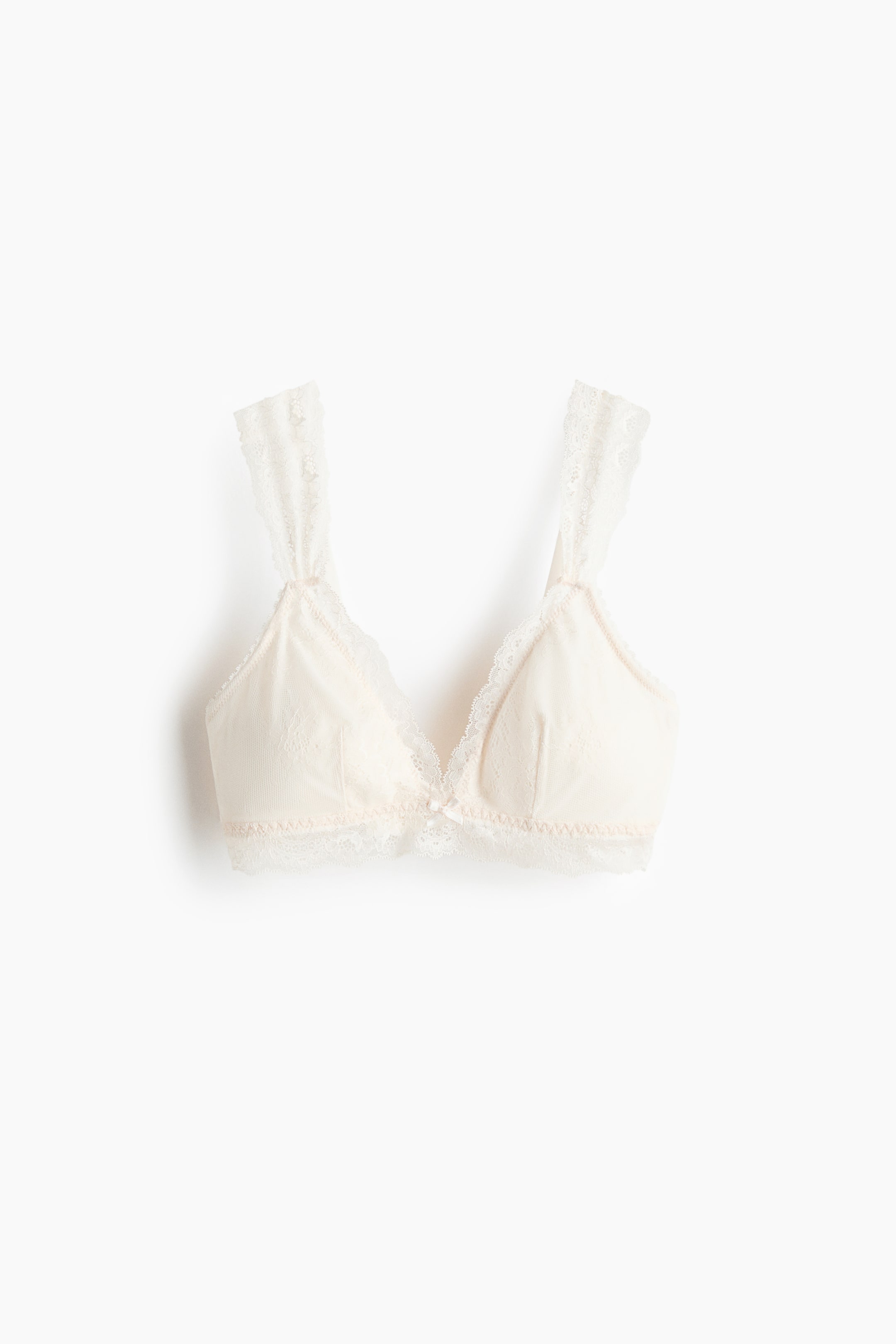 Women's Cream Padded soft lace bra | H&M IN
