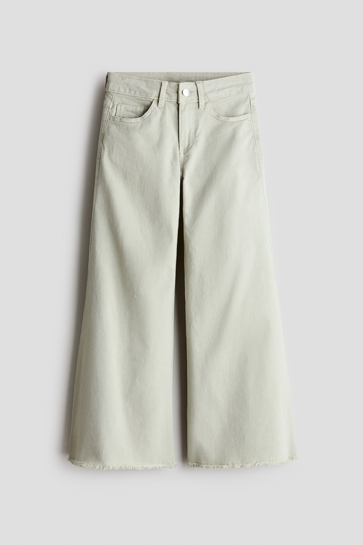 Broek van keper met wijde pijpen - Licht saliegroen - KINDEREN | H&M BE