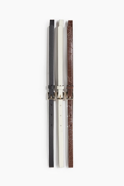 Women's White/black/brown 3-Pack Narrow Belts | H&M US