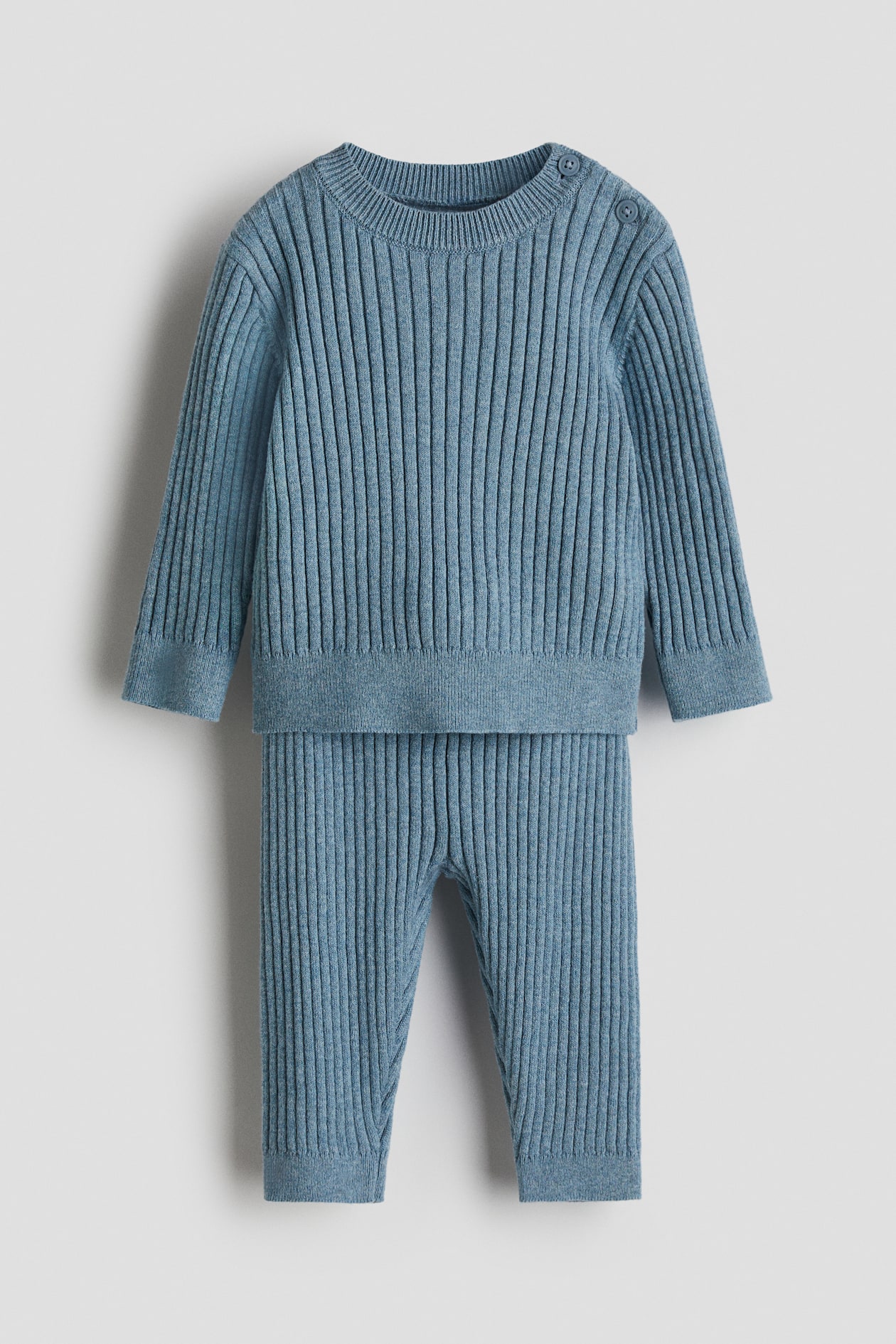 2-piece Rib-Knit Cotton Set - Turquoise - Kids | H&M US