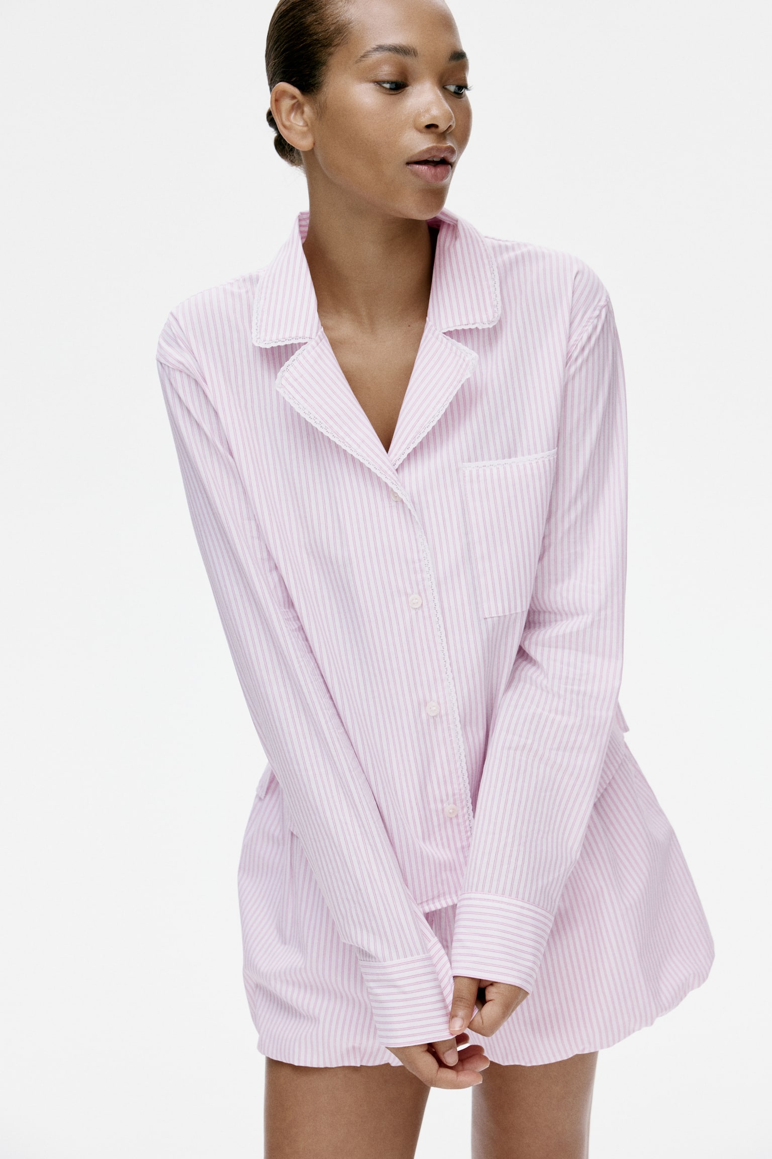 Cotton pyjamas - Light pink/Striped - Ladies | H&M IE