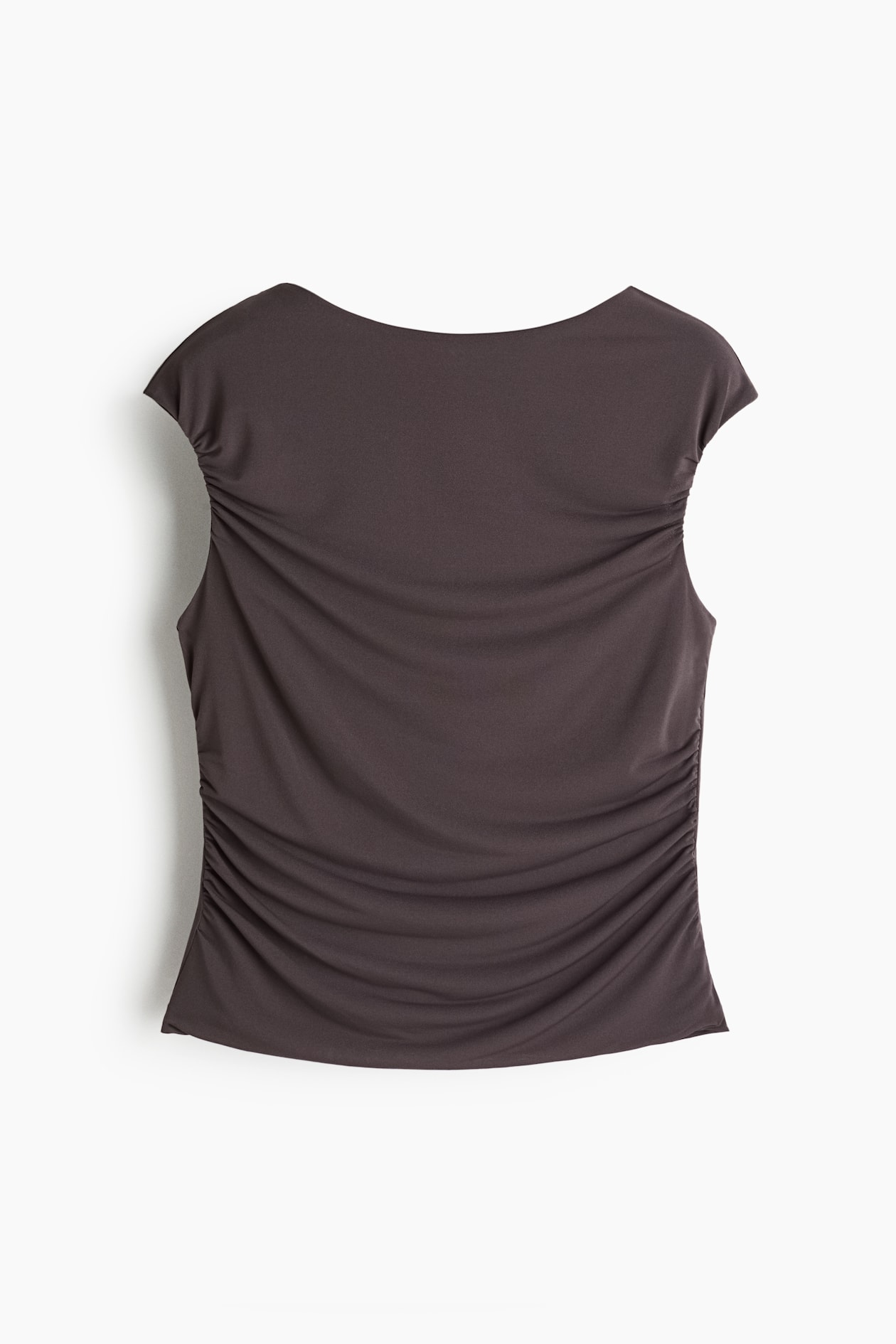 Gedrapeerde top met kapmouwtjes - Donkergrijs - DAMES | H&M NL