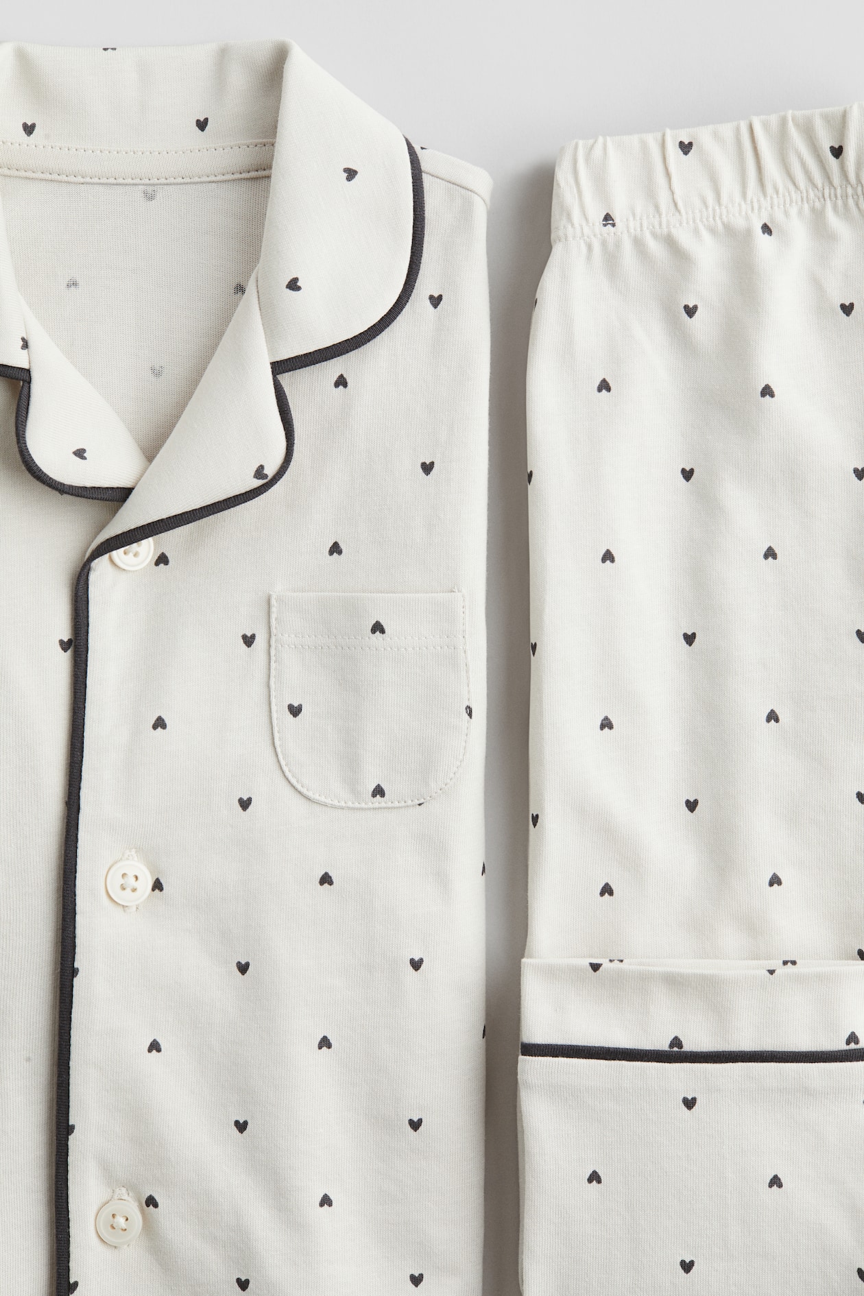 Pyjamas i bomullstrikot - Hvit/Hjerter - Kids | H&M NO