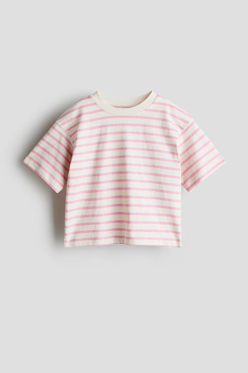 Light pink/striped Boxy Cotton T-Shirt for kids | H&M US
