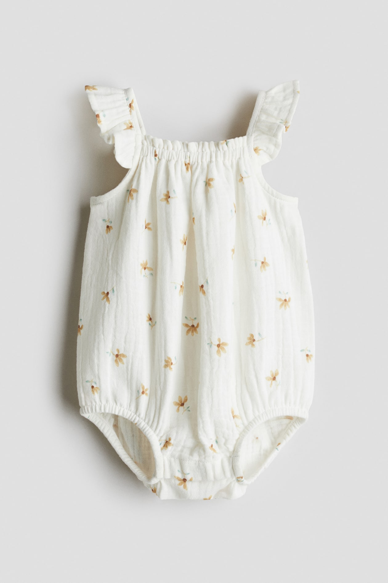 Patterned muslin romper suit - White/Floral - Kids | H&M GB