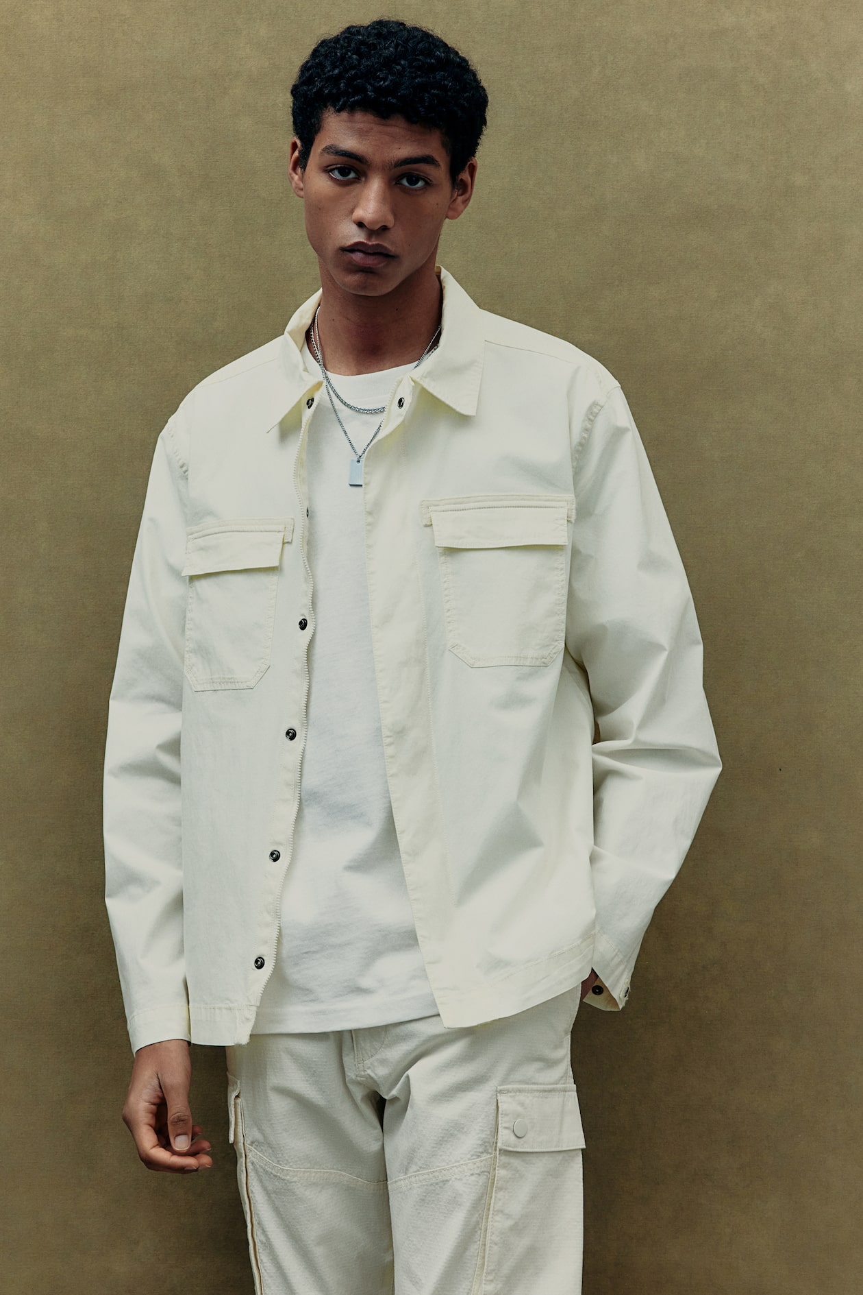 Regular-Fit Utility Overshirt - Cream - Men | H&M US