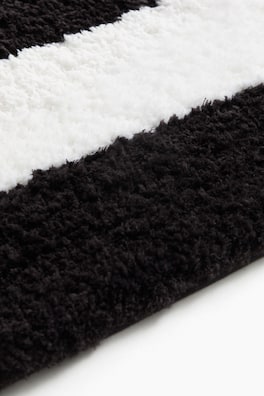 Cotton-Blend Bath Mat - Black/striped - Home All | H&M US