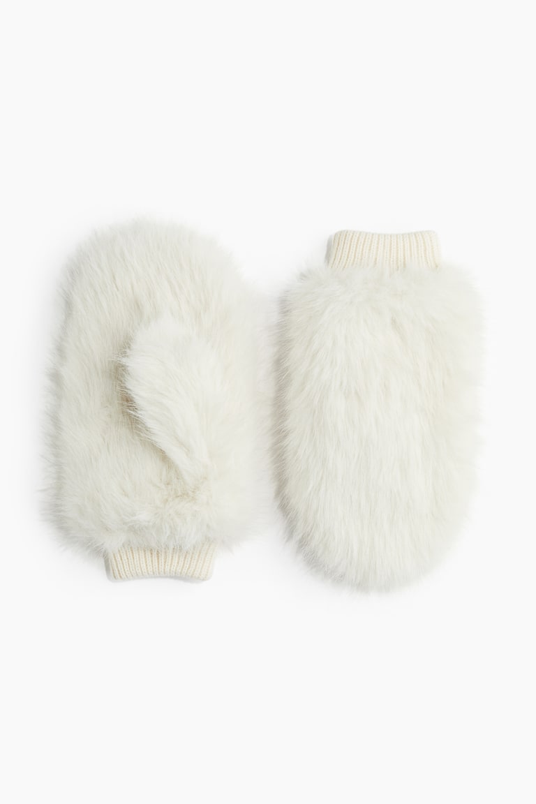 Women's White Fluffy mittens | H&M GB