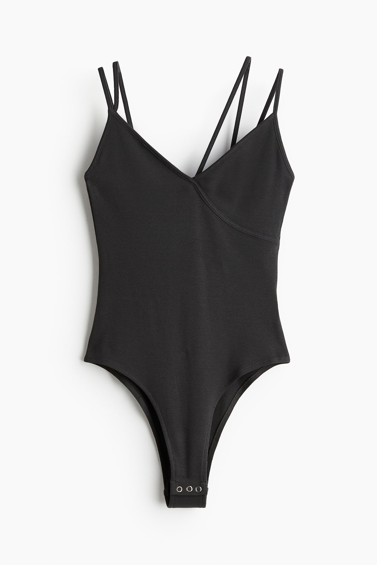 Strap-detail ribbed body - Dark grey - Ladies | H&M GB