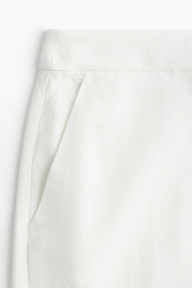 Wide-Leg Linen-Blend Pants - White - Ladies | H&M US