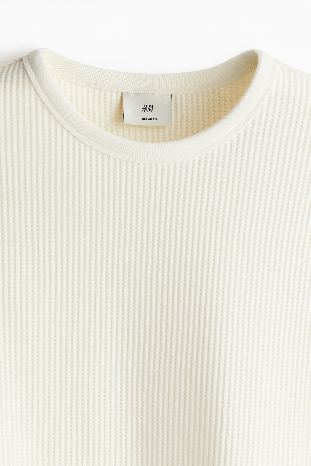 Regular Fit Waffled T-shirt - Cream - Men | H&M US