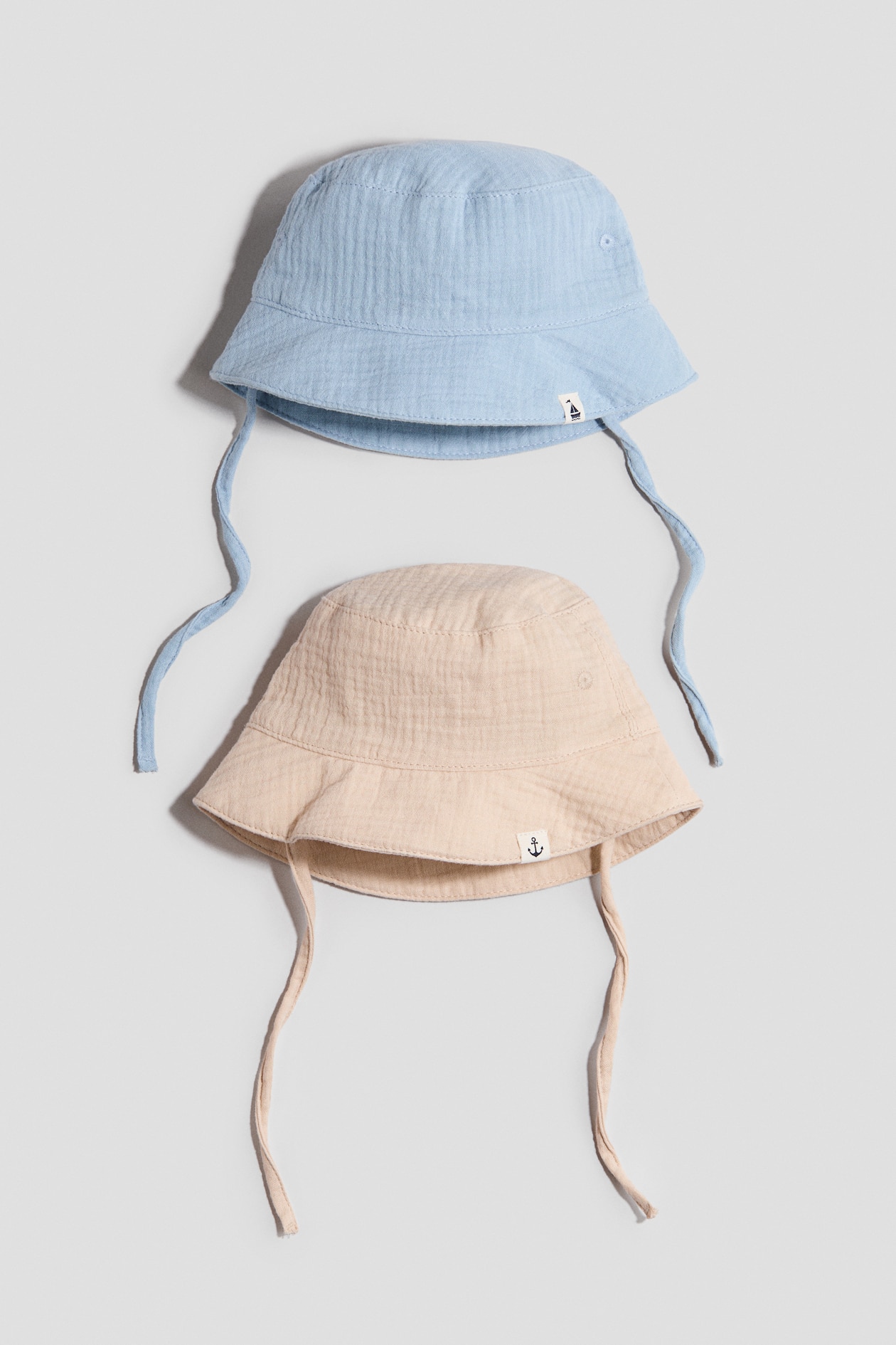 Light blue/light beige 2-Pack Cotton Muslin Sun Hats for kids | H&M US