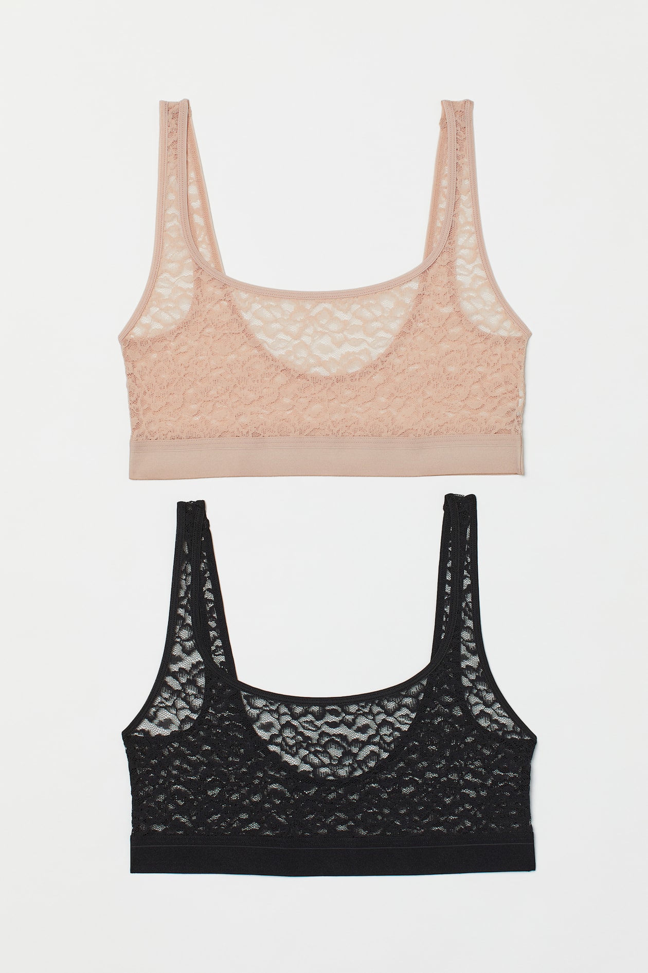 2-pack non-padded lace bra tops - Pink/Black - Ladies | H&M IN