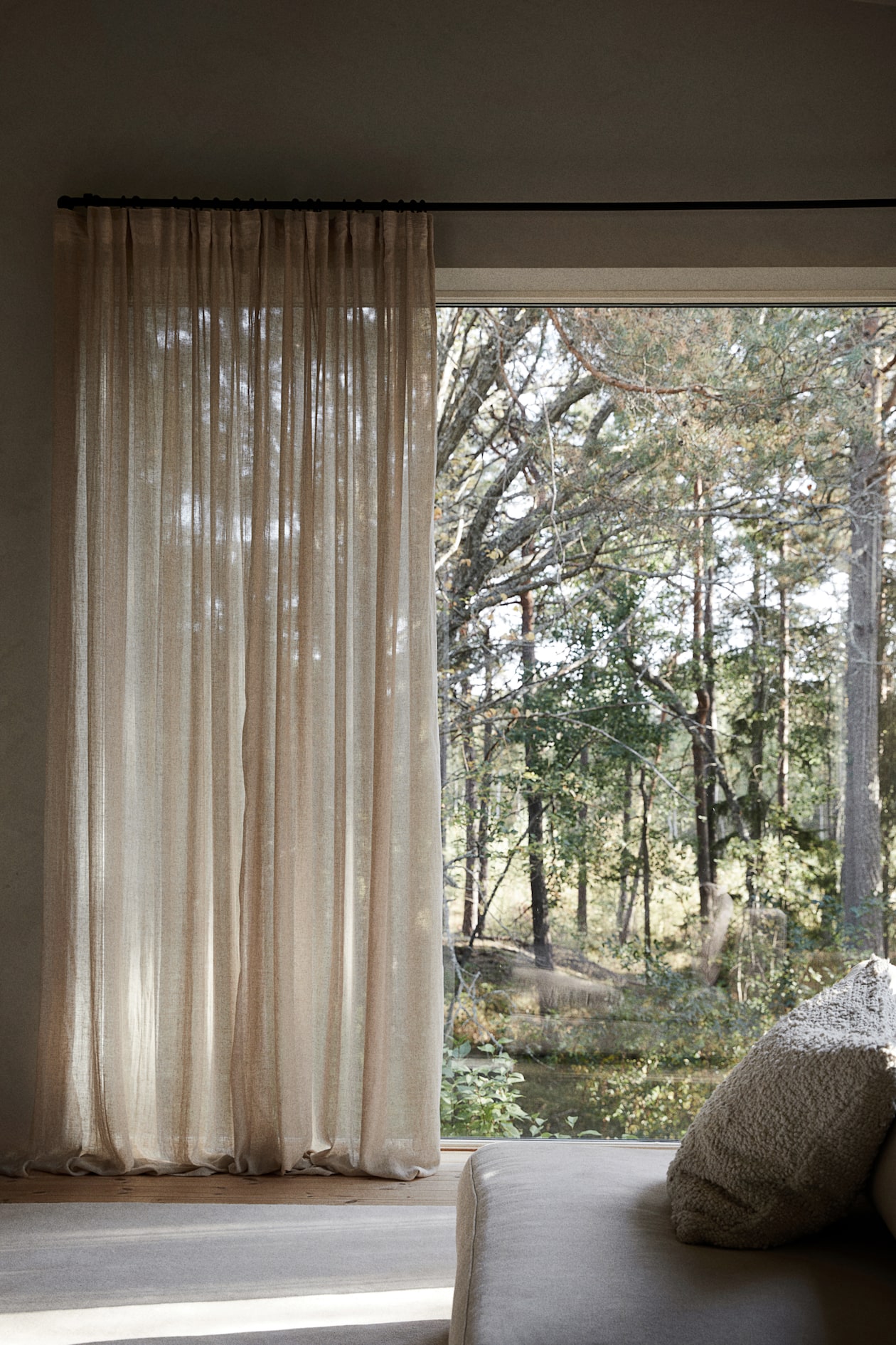 Beige One-pack Long and Wide Linen-Blend Curtain Panel at H&M Home | H&M US