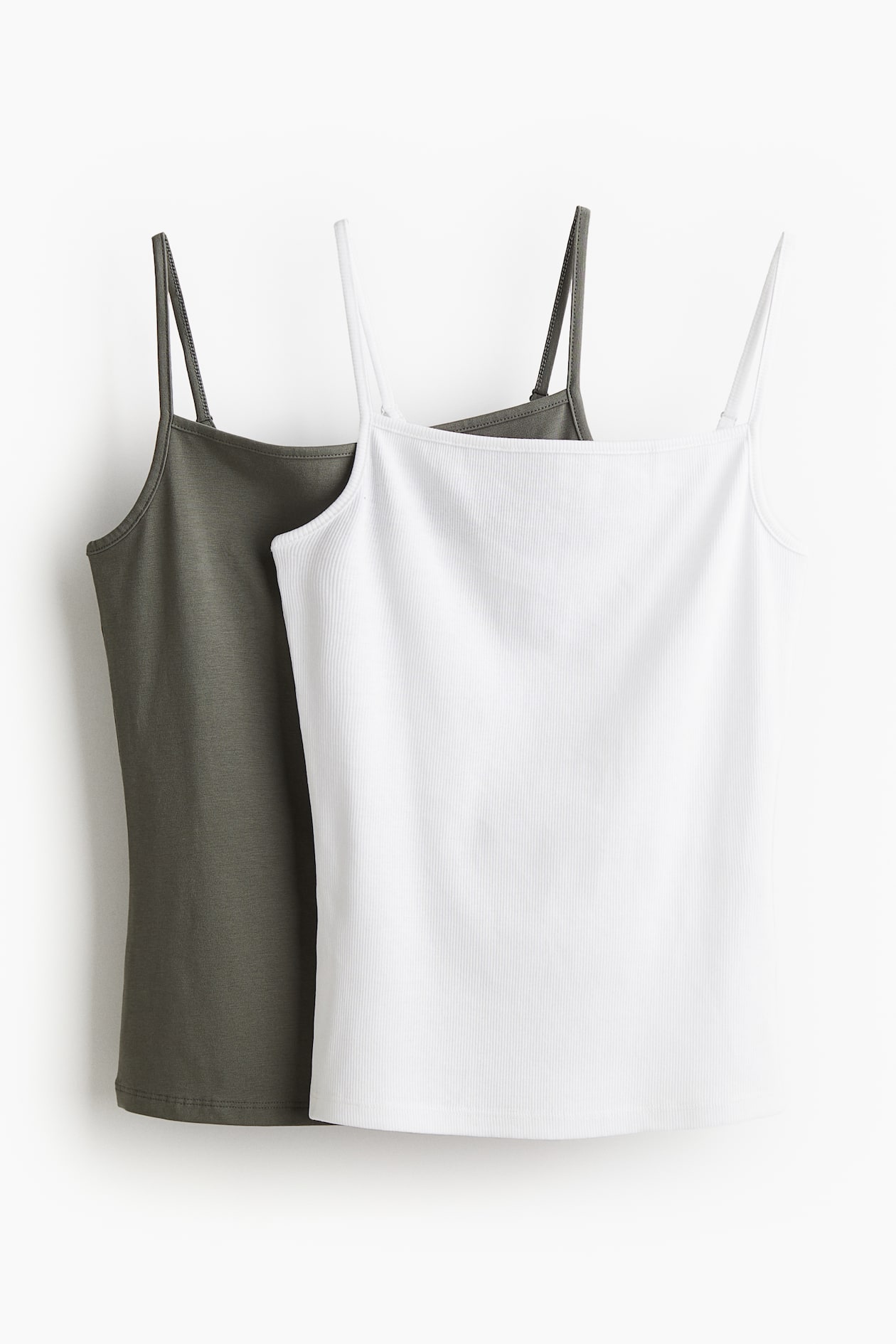 Women's Khaki green/white 2-pack Tank Tops | H&M US