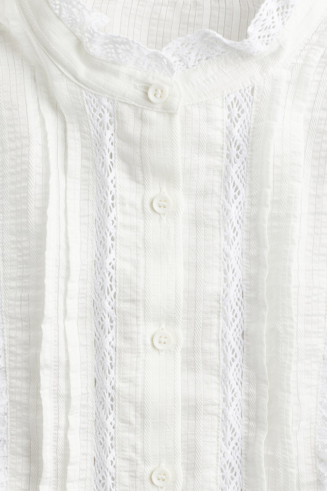 Ruffle-Trimmed Lace-Inset Blouse - White - Kids | H&M US